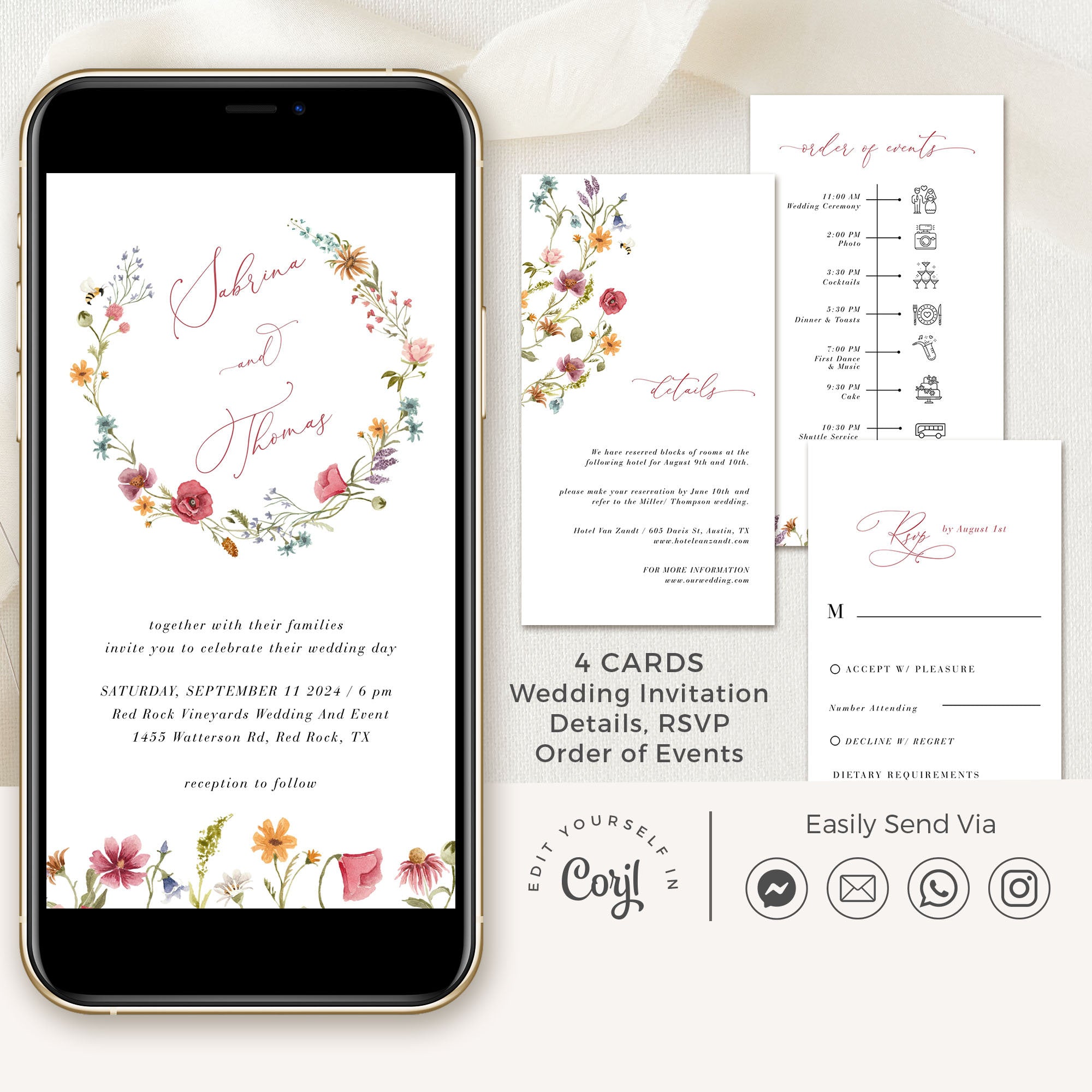 APRIL Digital Wedding Invitation Flower Design – Creative Things Studio