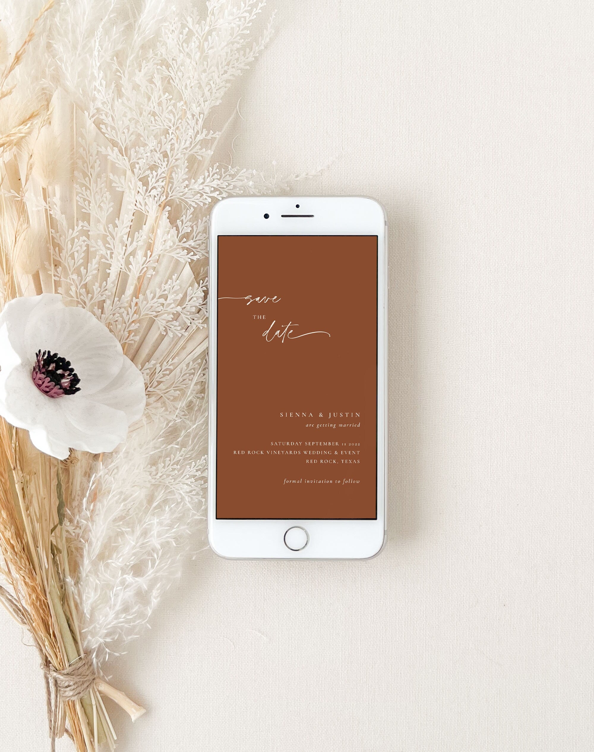 SIENNA Terracotta Save the Date Digital – Creative Things Studio