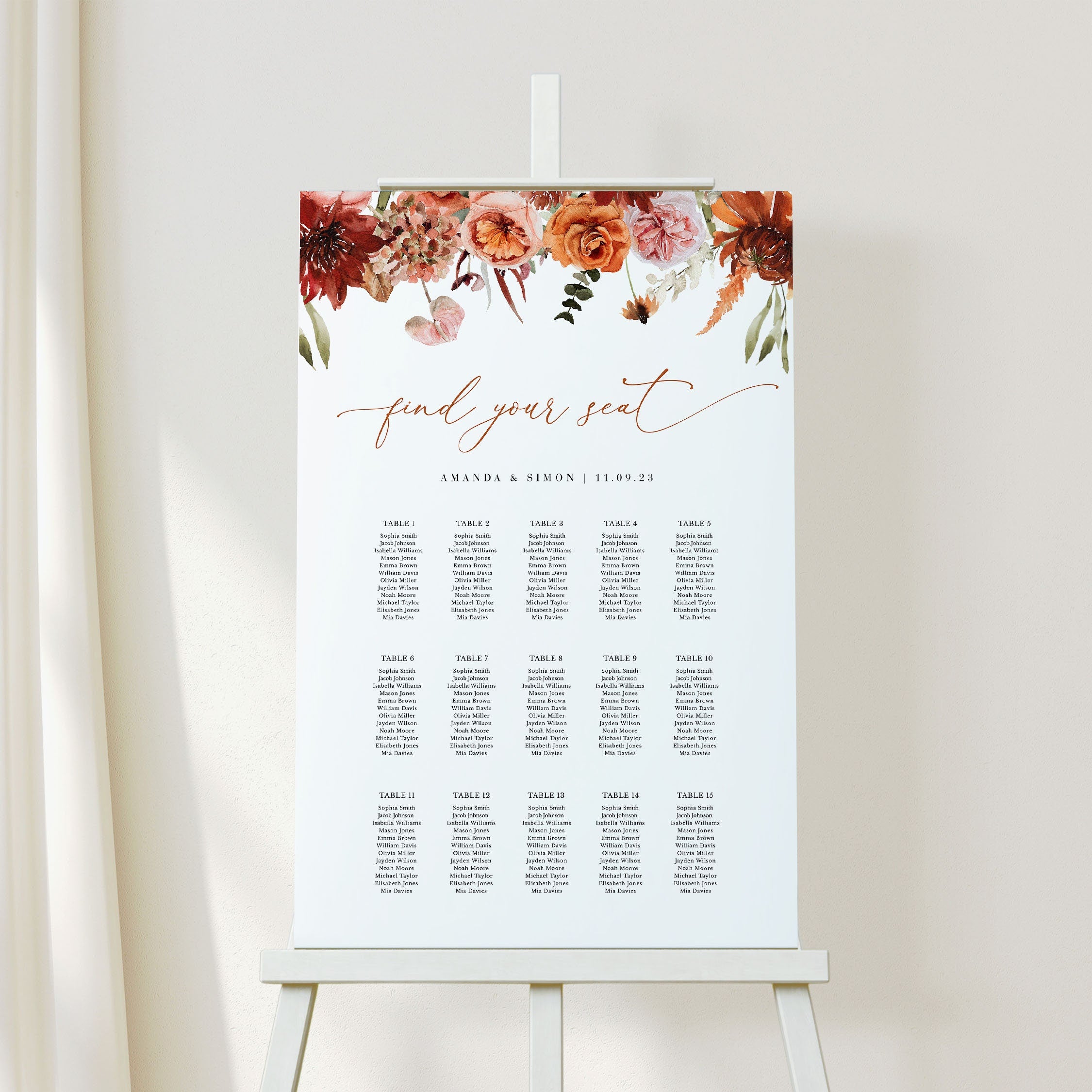 SCARLETT Boho Seating Chart Wedding Template – Creative Things Studio