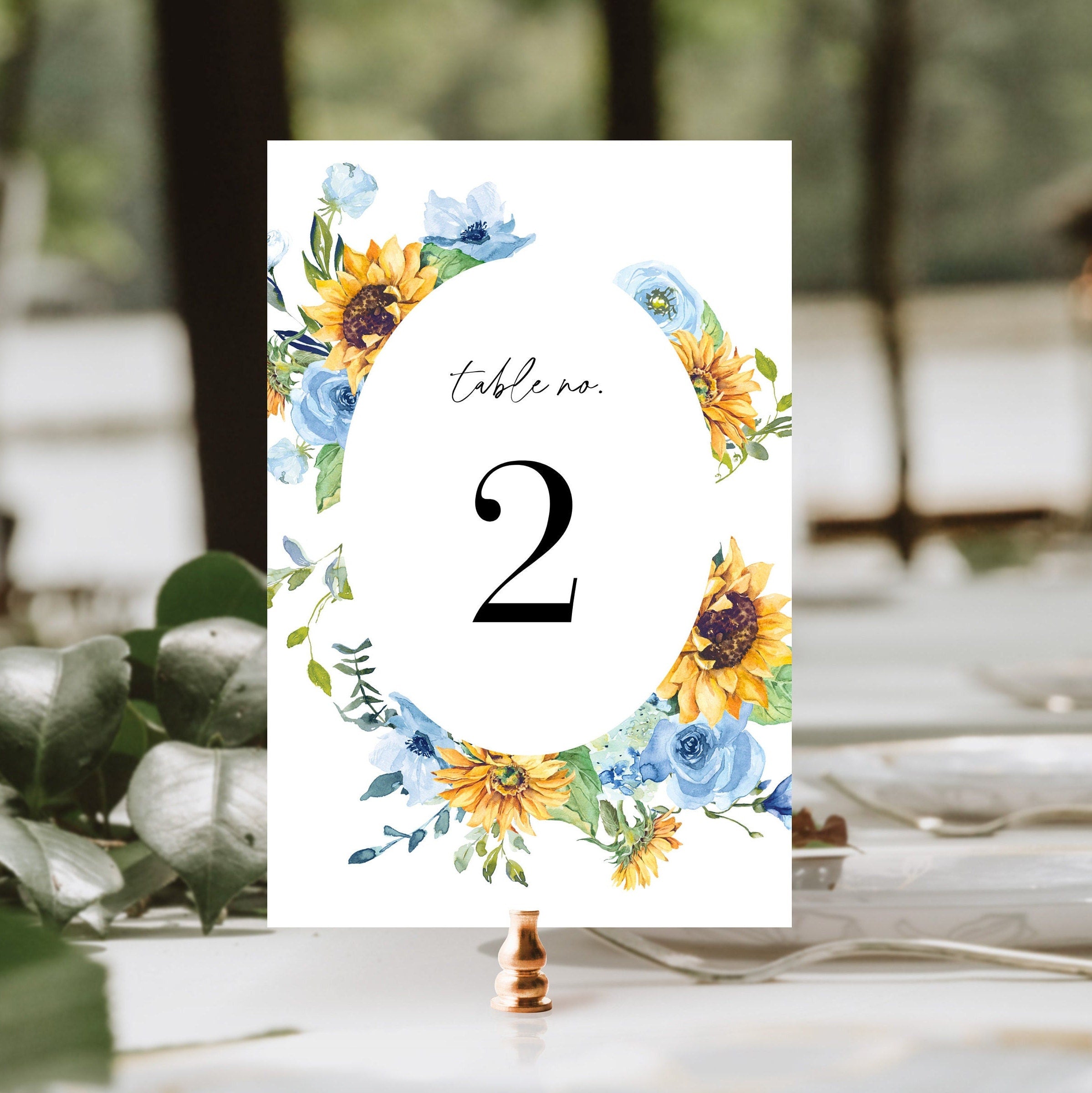 IVY Sunflower Wedding Table Numbers Template – Creative Things Studio