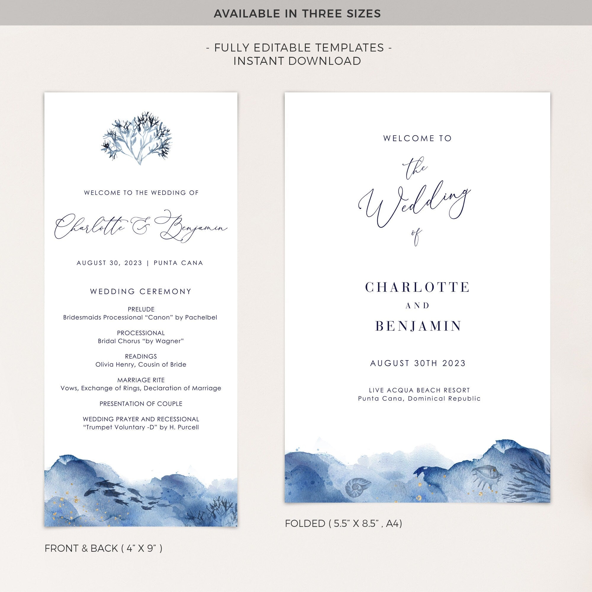 Beach wedding program template | Beachweddingtips.com