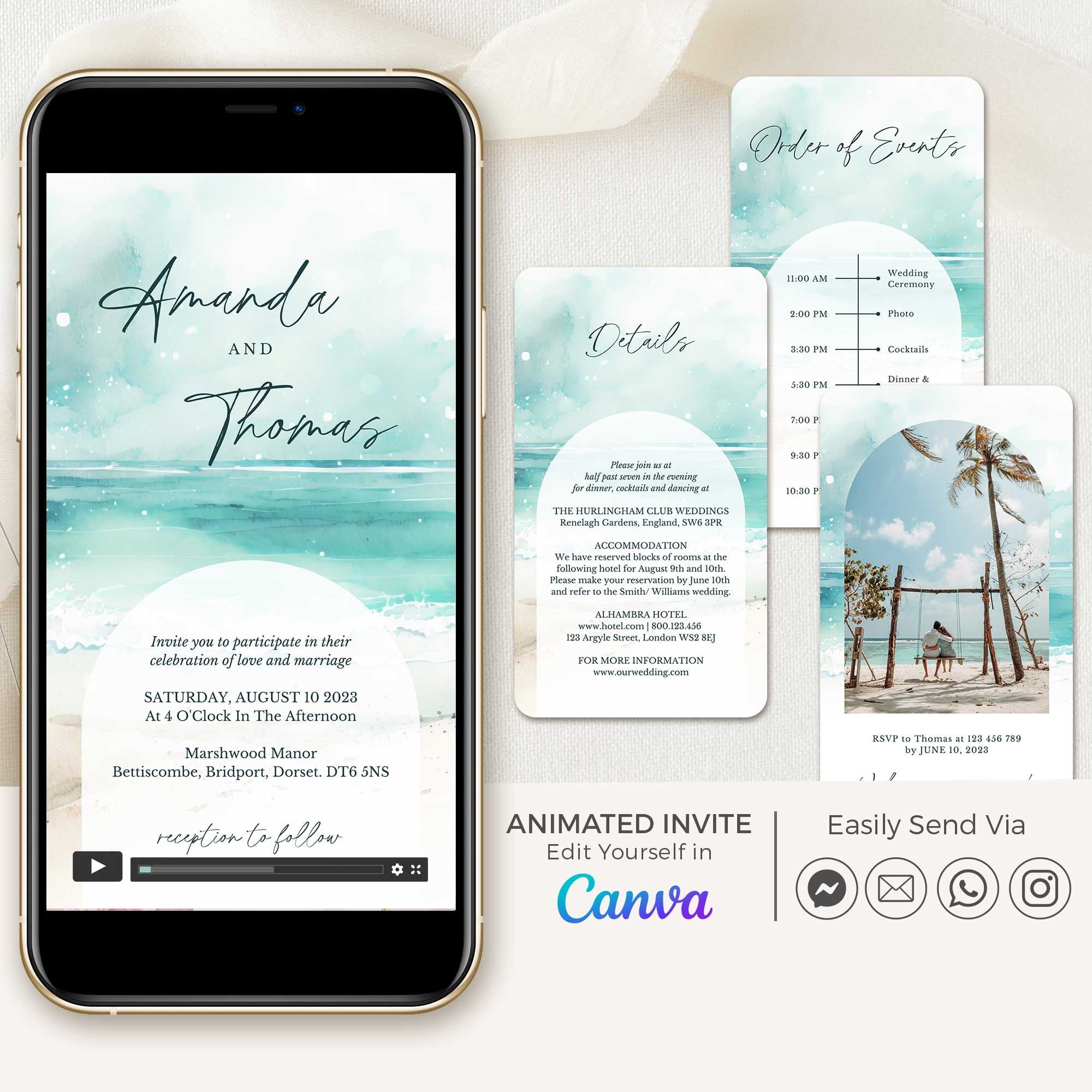 Coastal Wedding Invitation Video Template – Creative Things Studio
