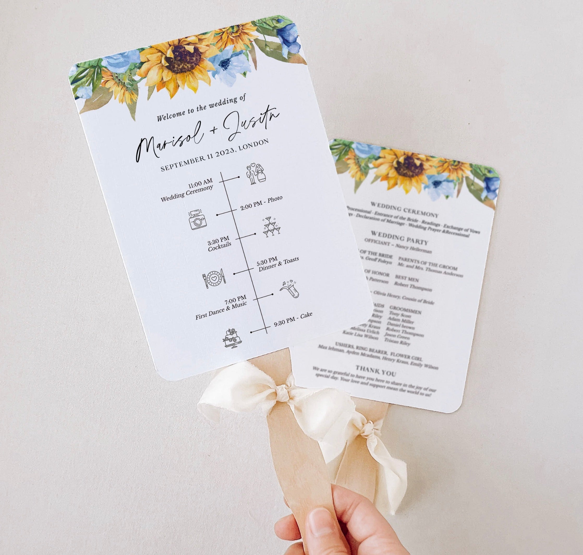 Printable Wedding Program Fans