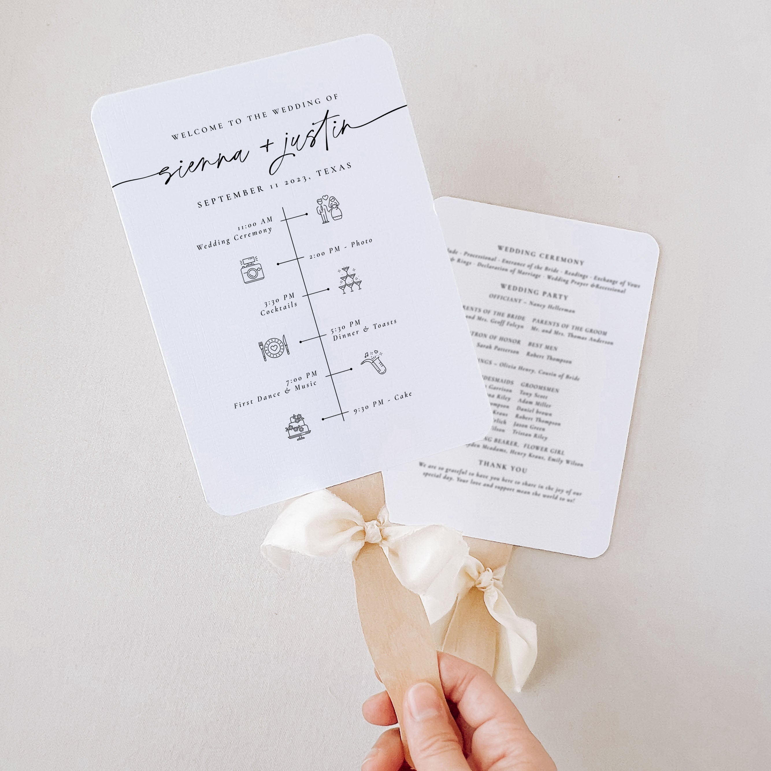 LAURA Wedding Ceremony Program Fans Template – Creative Things Studio