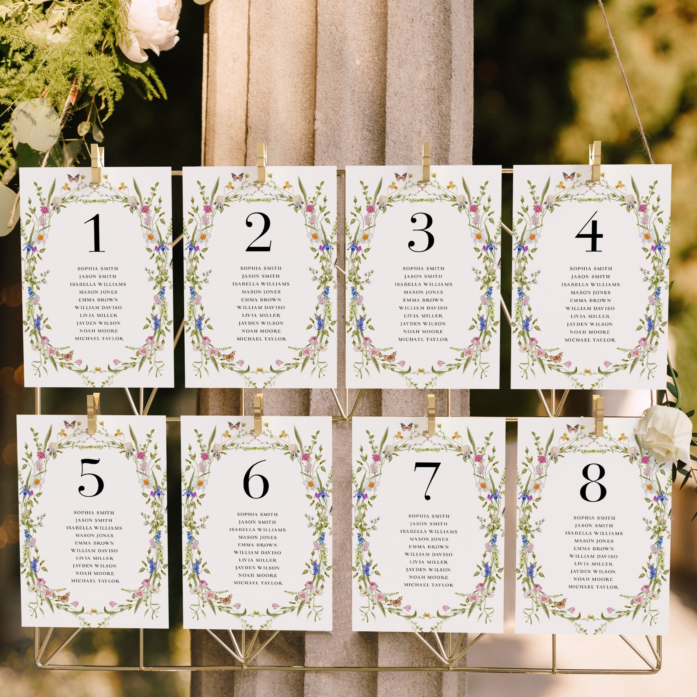 CHLOÉ Floral Wedding Seating Chart Card Template