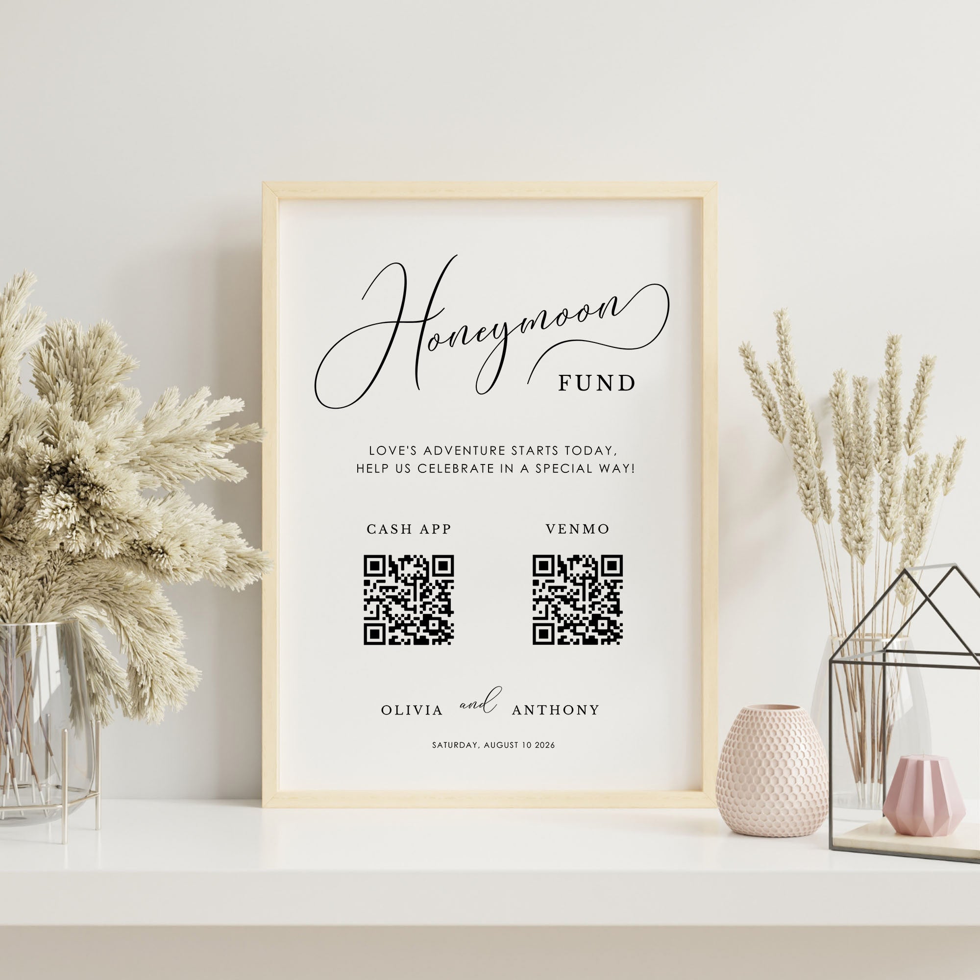 ELLA Honeymoon Fund Wedding Sign Template – Creative Things Studio