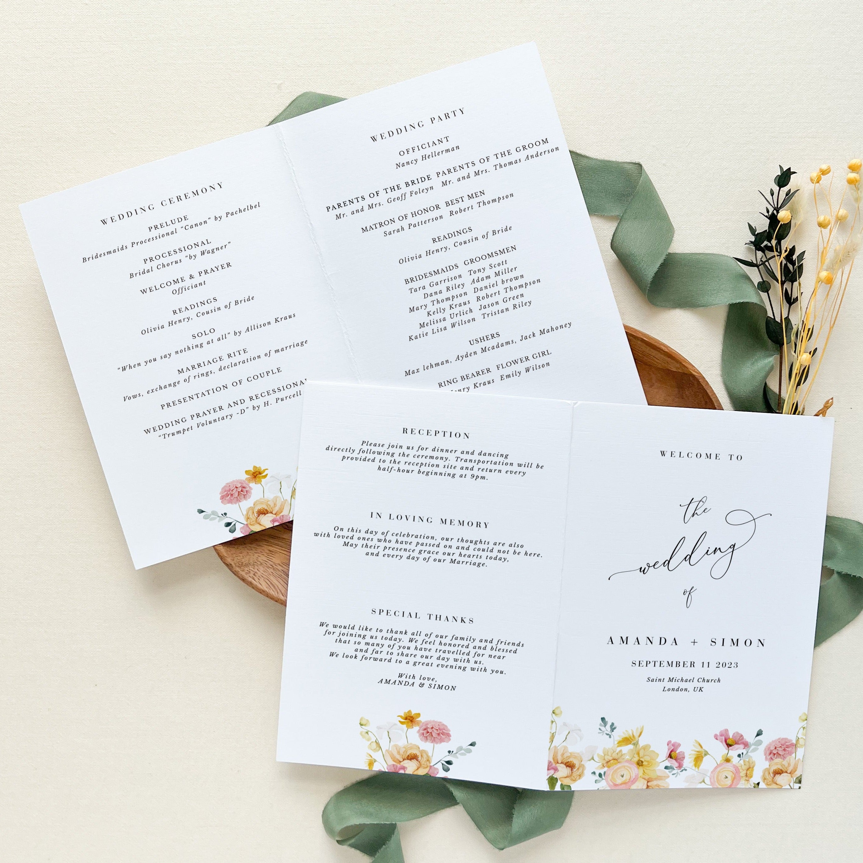 JUNE Wedding Program Template