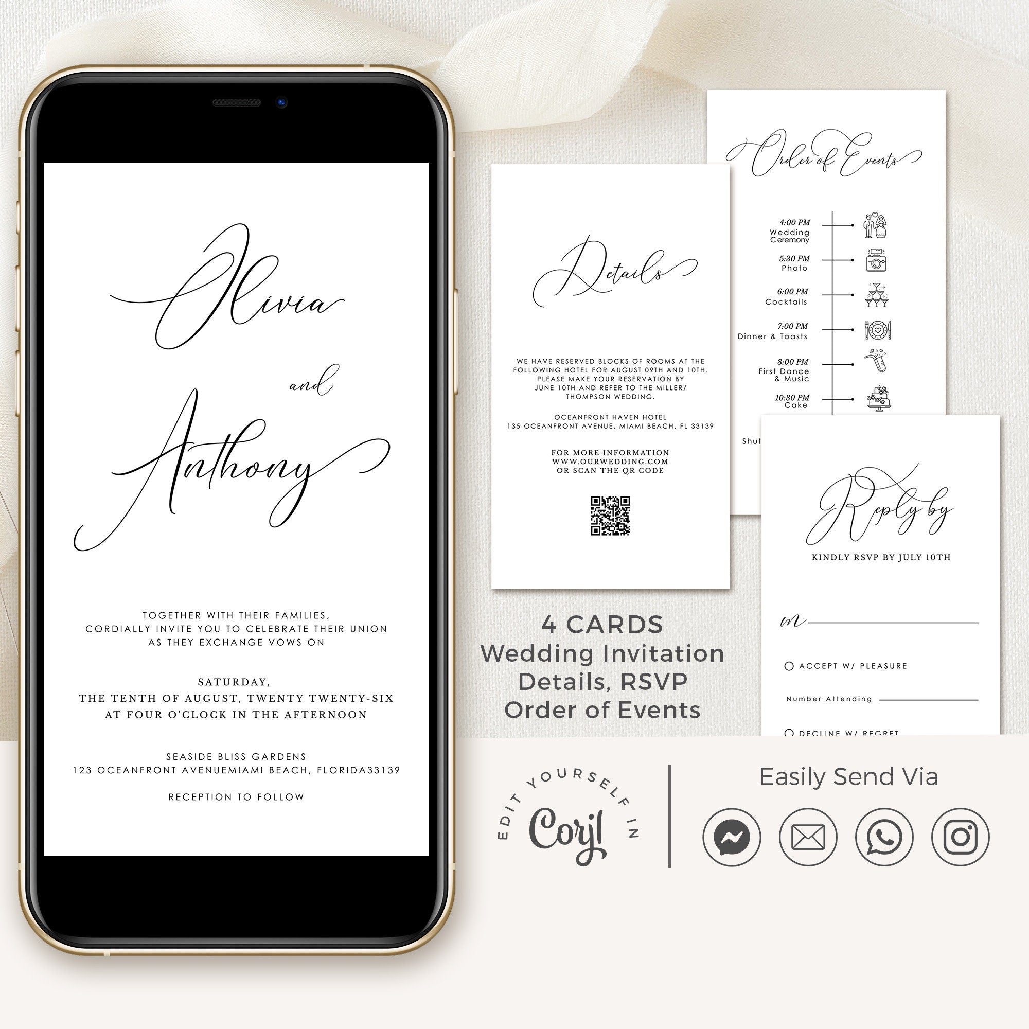 ELLA Classic Digital Wedding Card – Creative Things Studio