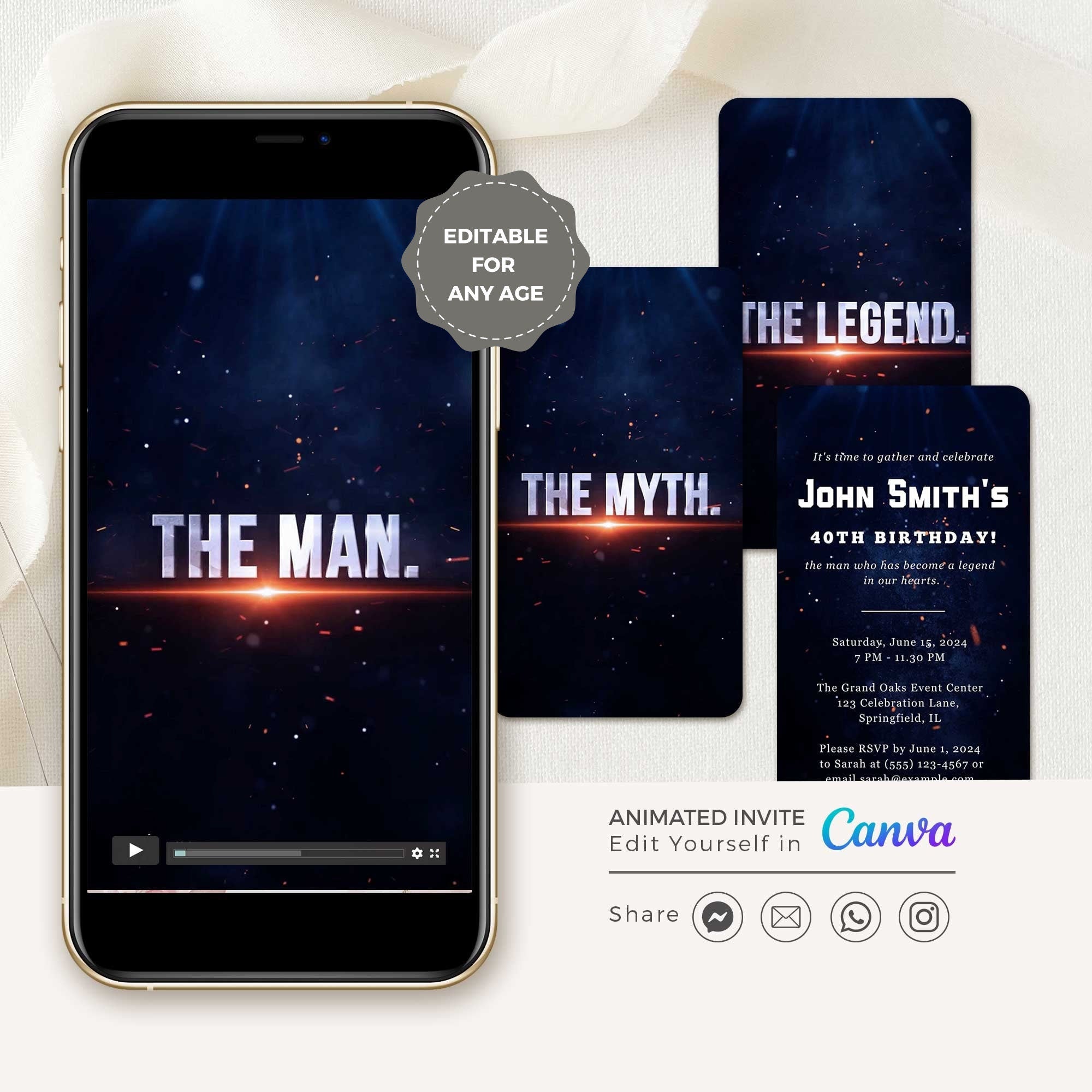 The Man the Myth the Legend Birthday Invitations Men – Creative Things ...