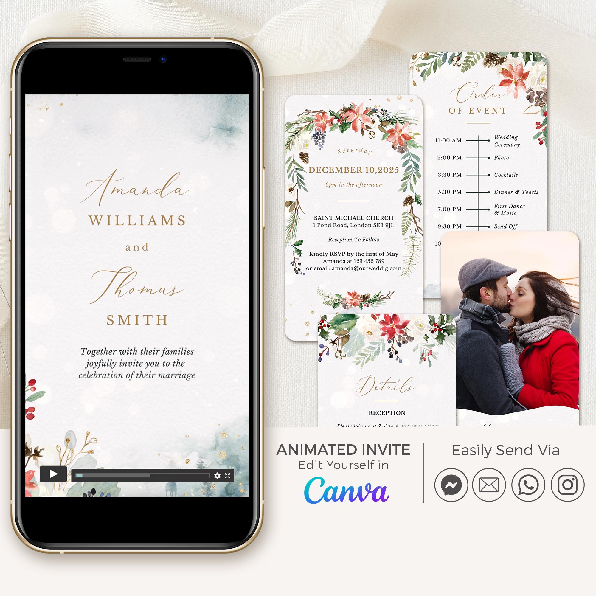 NATALIA Christmas Wedding Invitation Video Template – Creative Things ...