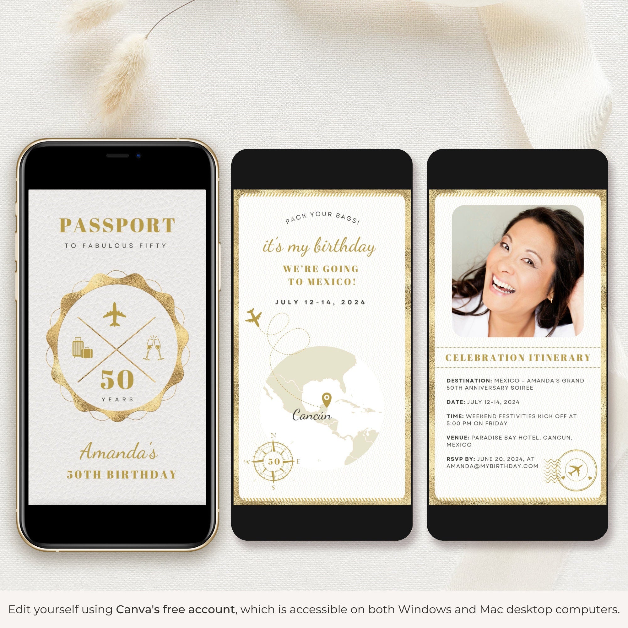 Gold Passport Birthday Invitation Video Template – Creative Things Studio
