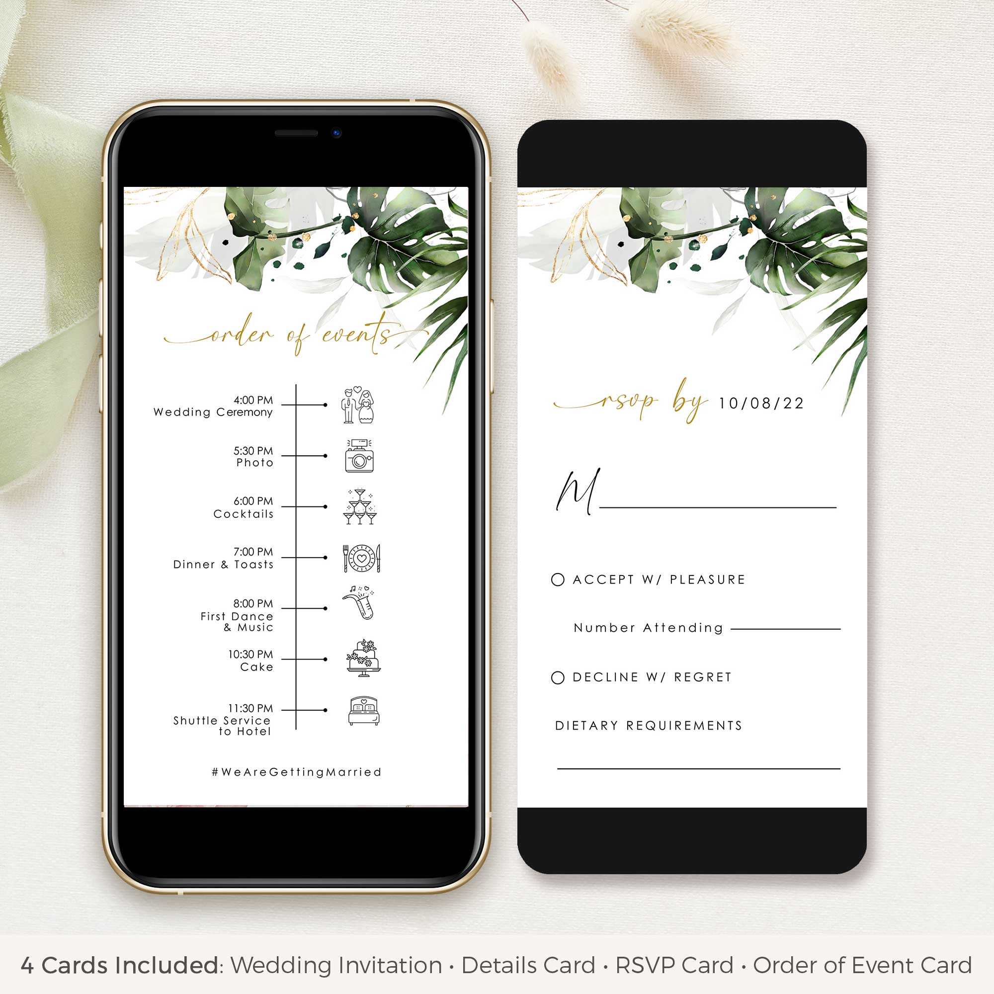 PALMA Tropical Wedding Digital Invites with Rsvp – Creative Things Studio