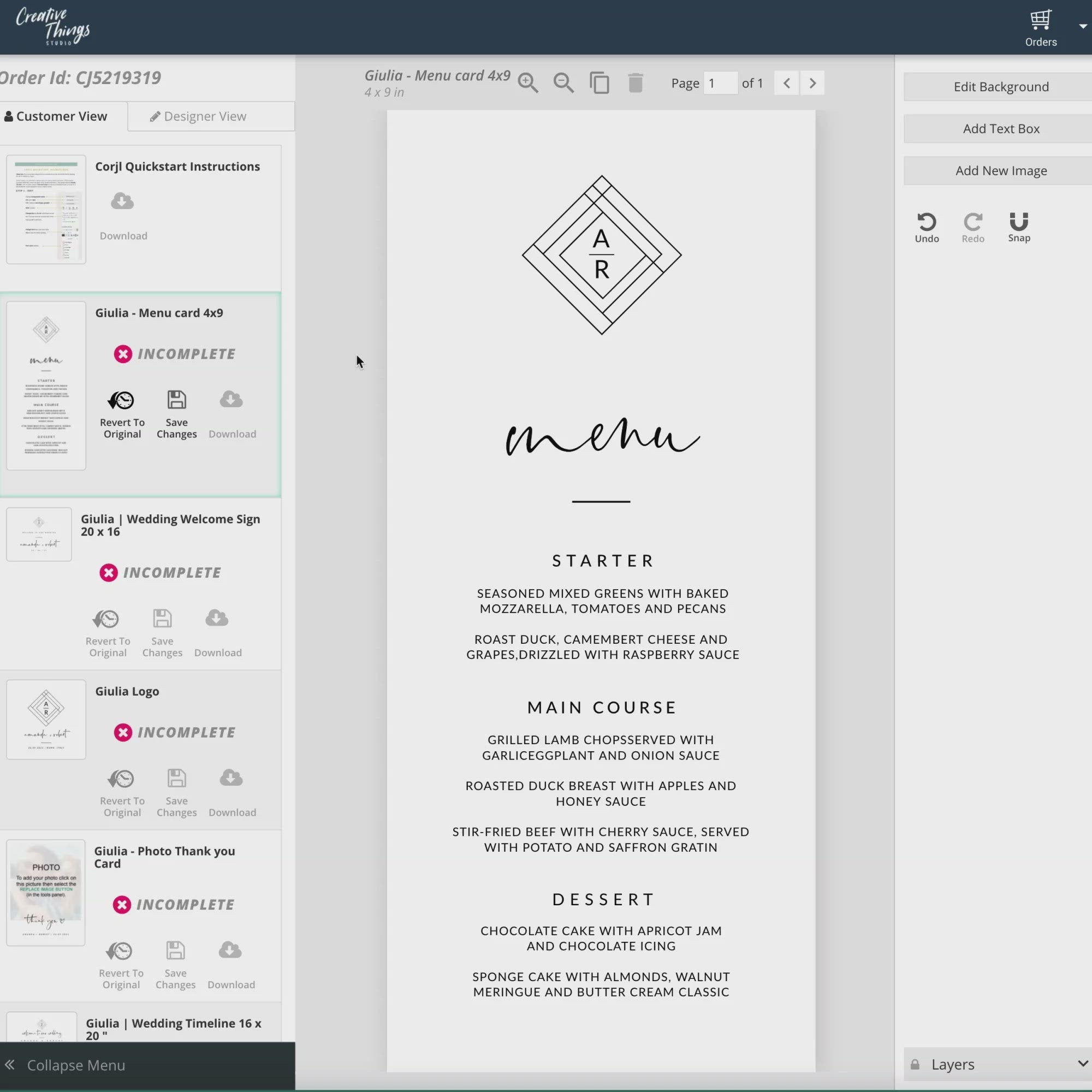 Giulia | Minimalist Wedding Menu Card Template – Creative Things Studio