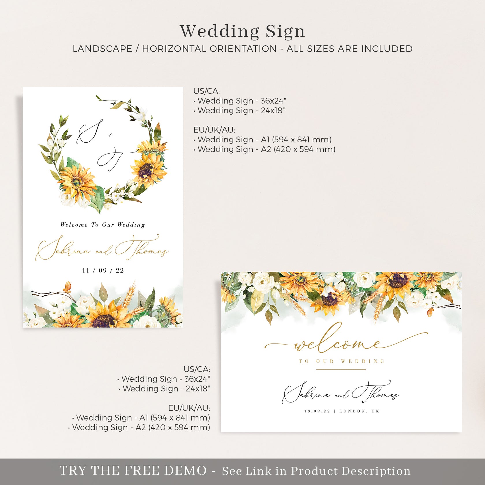 Marisol | Sunflowers Wedding Welcome Sign Template