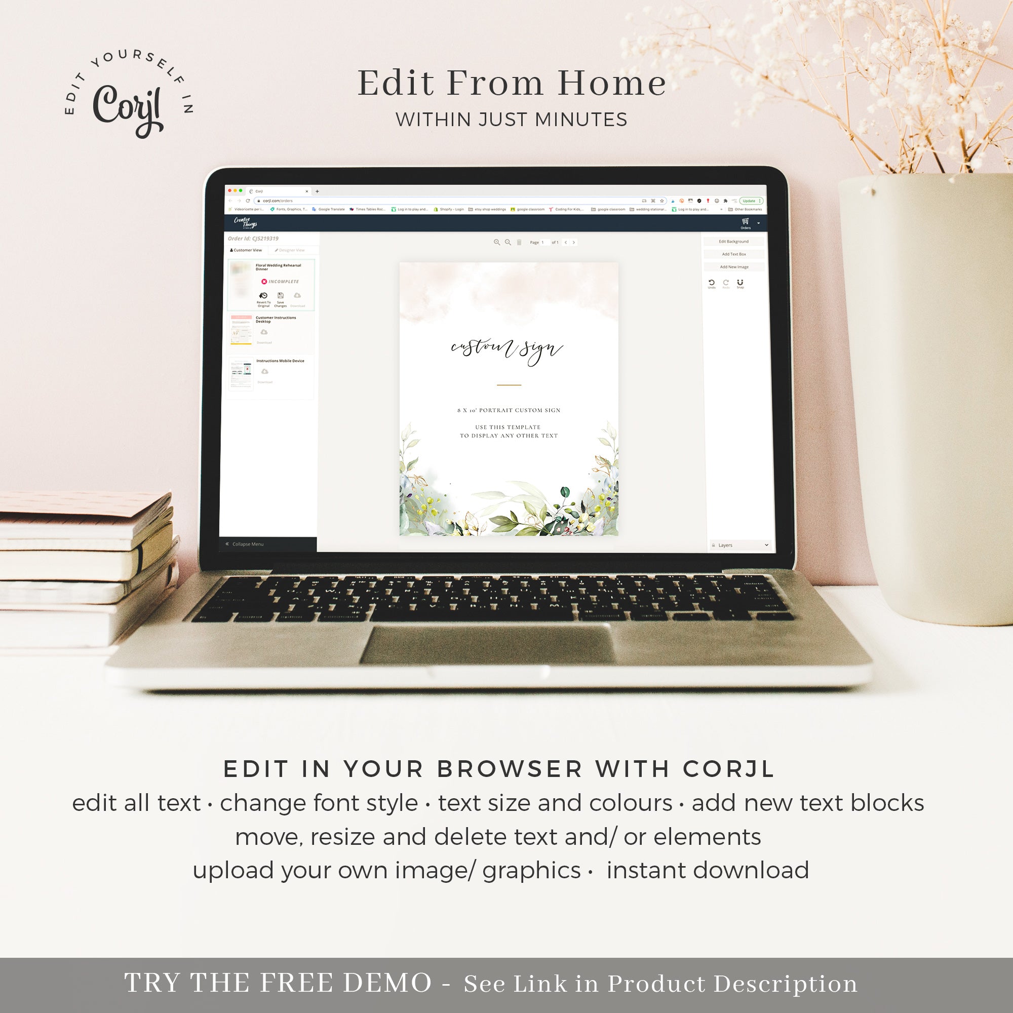 Flora | Custom Wedding Sign Template Template