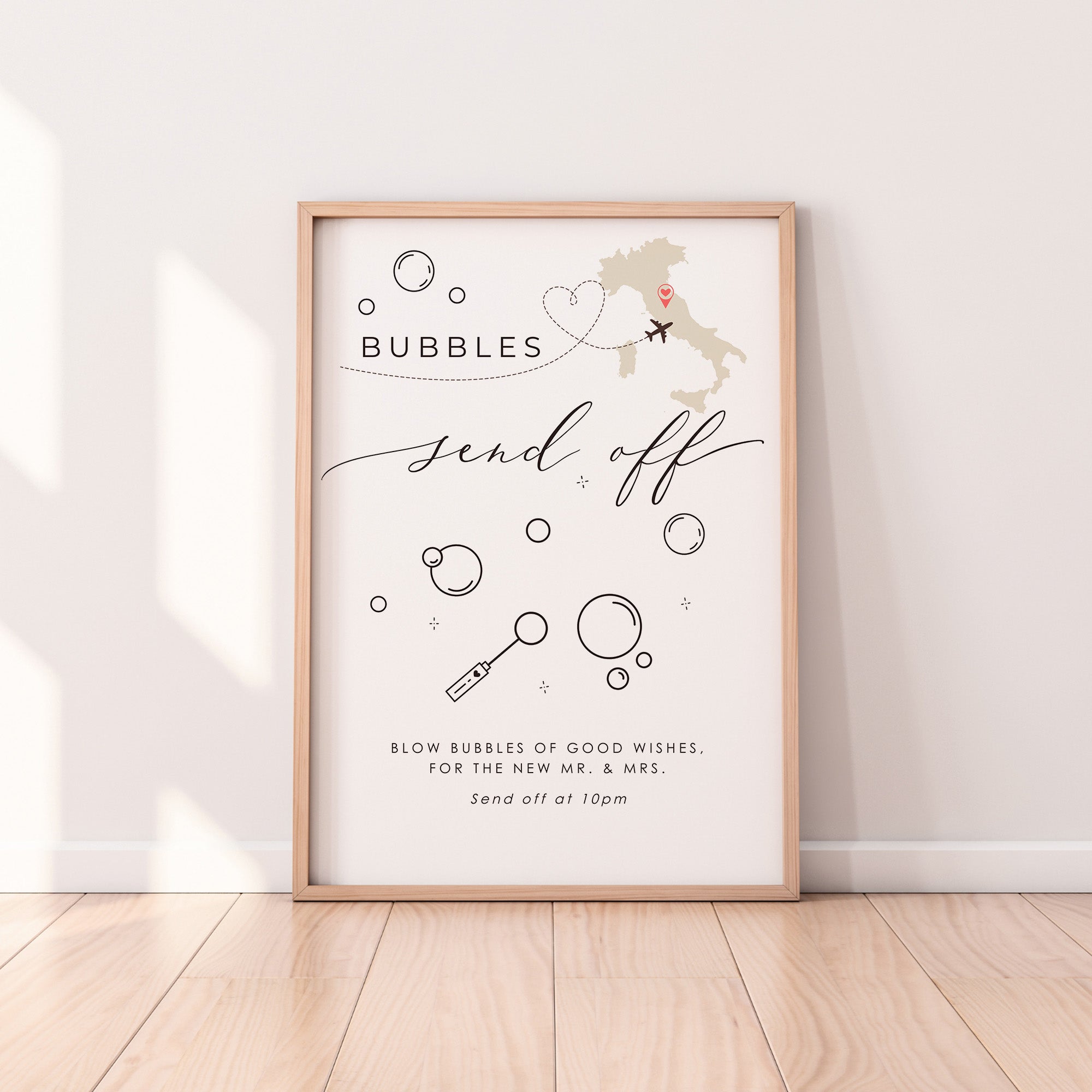 Sofia | Bubbles Send Off Wedding Sign Template