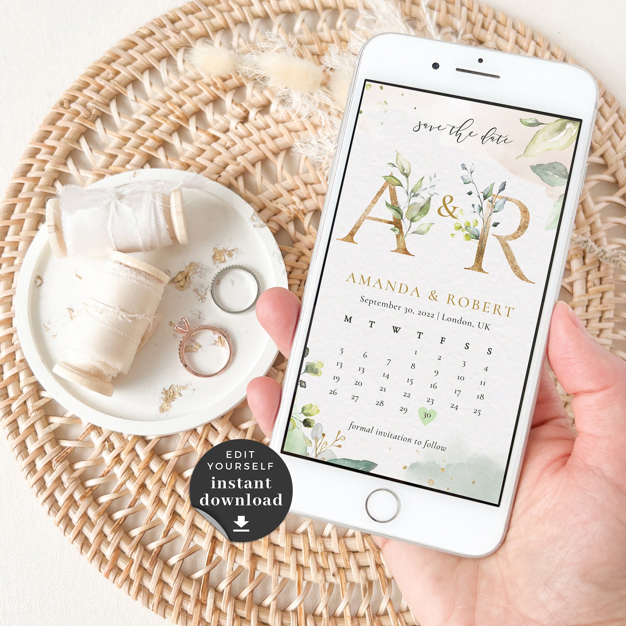 Flora Static Digital Save the Date (Image/PDF) – Creative Things Studio