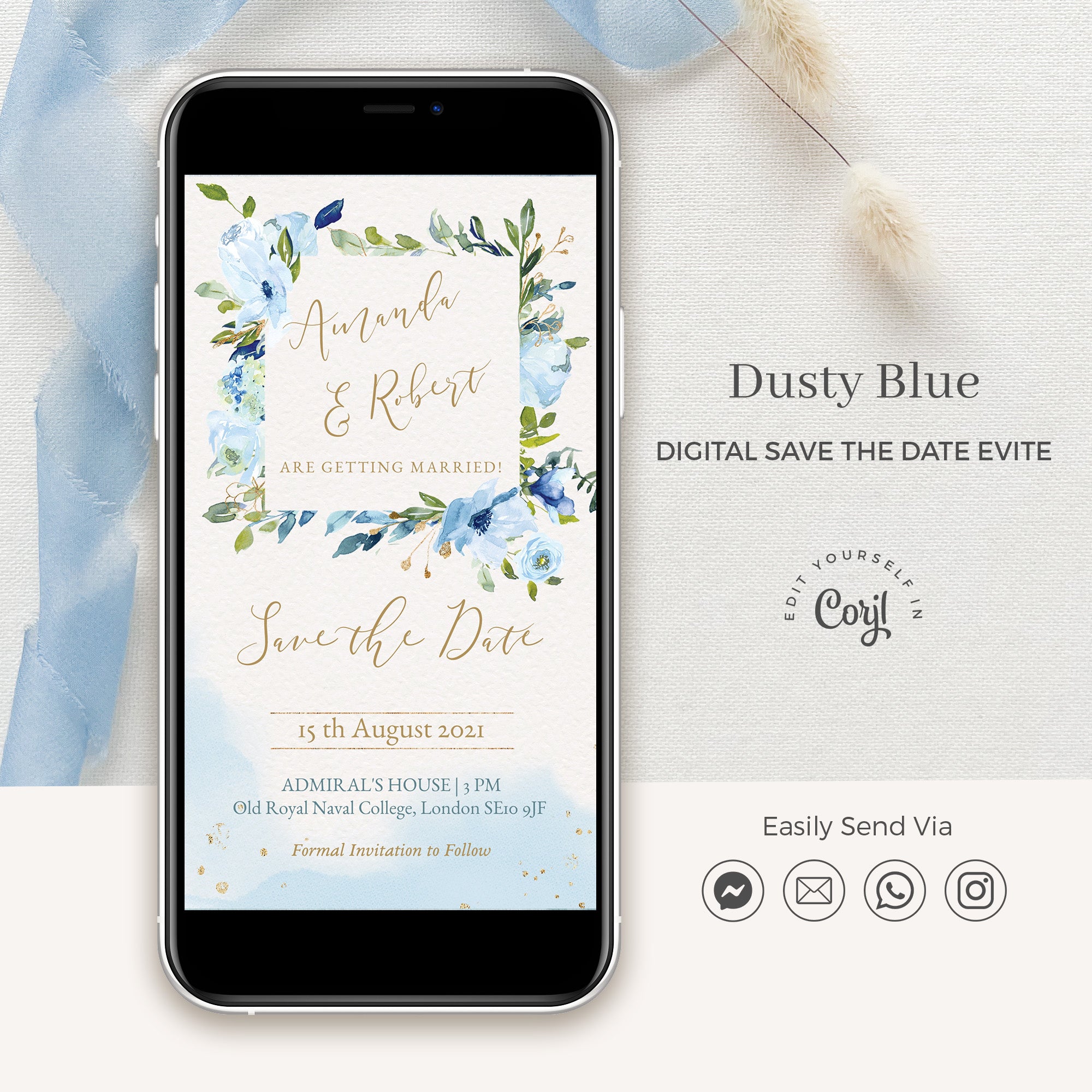 Azzurra | Light Blue Electronic Save the Date