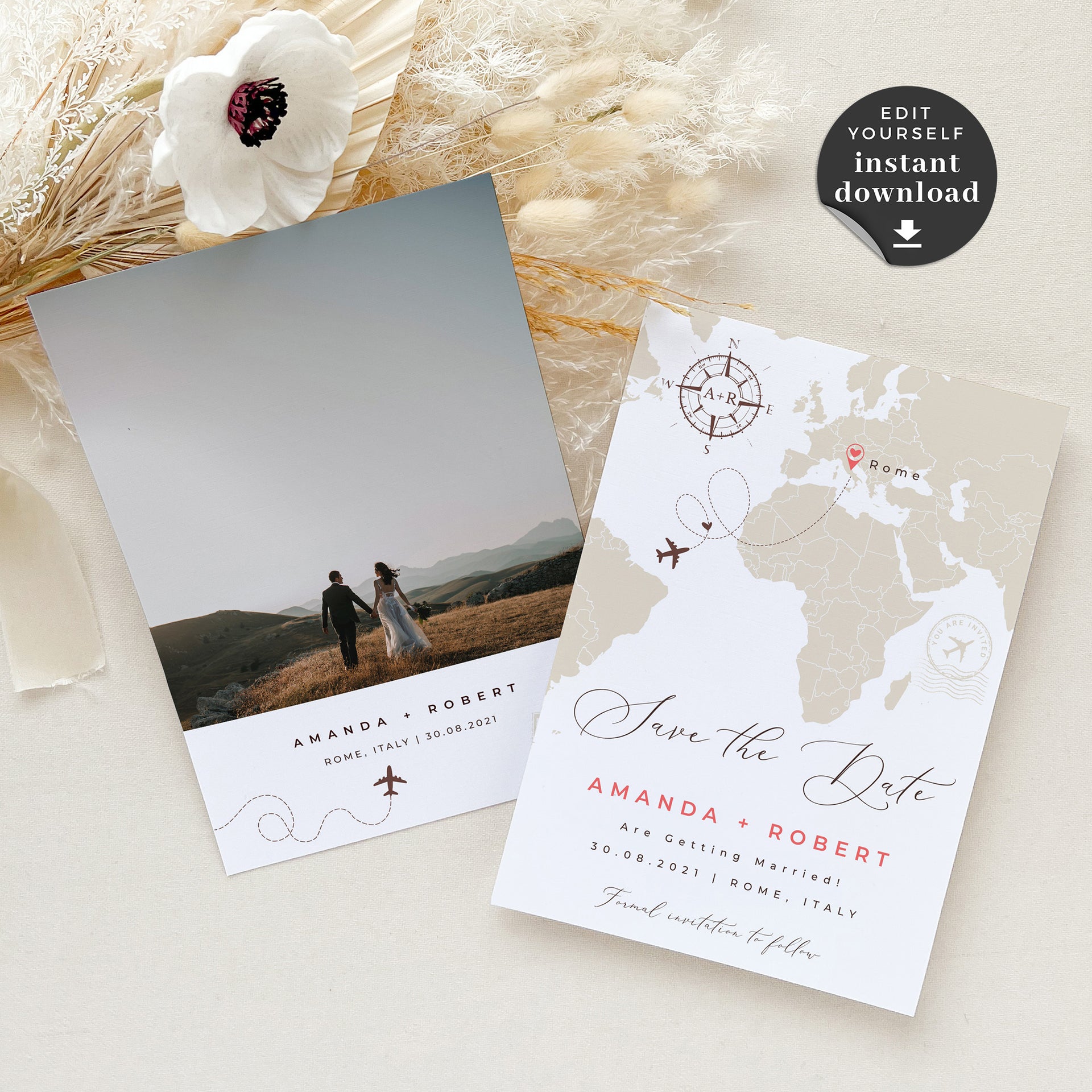 Sofia | World Map Save the Date Card Template – Creative Things Studio