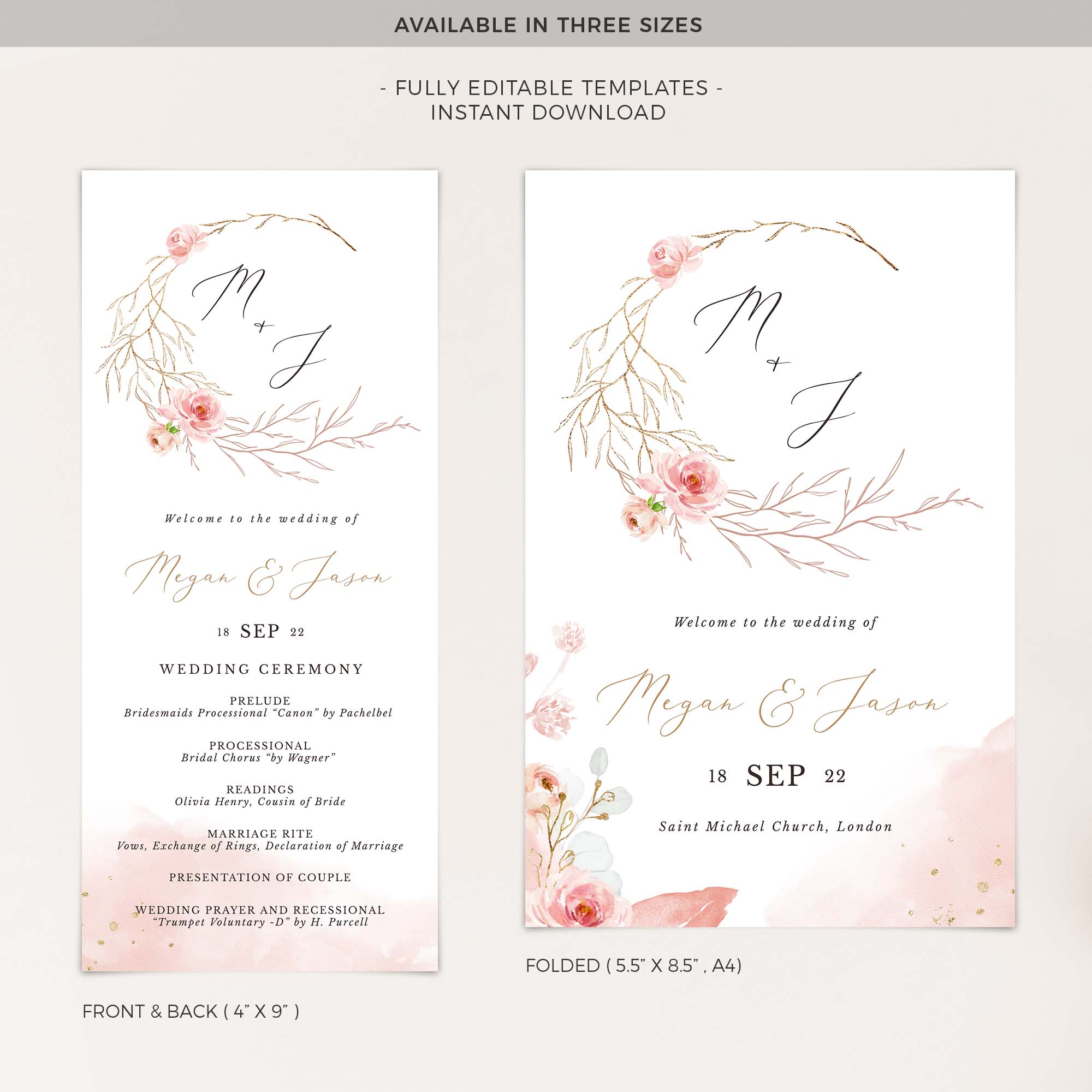 Fiorella | Printable Ceremony Program Template – Creative Things Studio