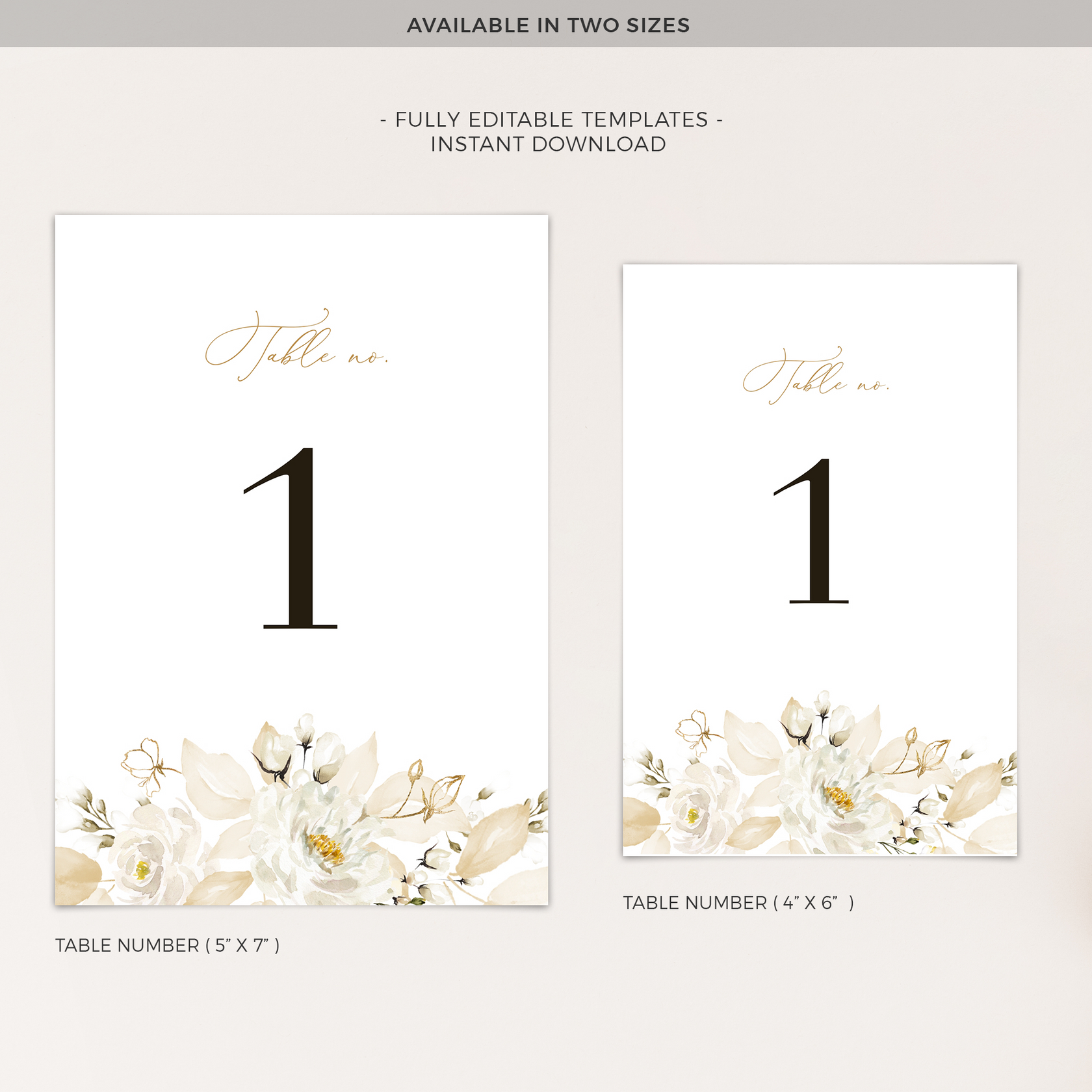 Dora | Elegant Wedding Table Numbers Template