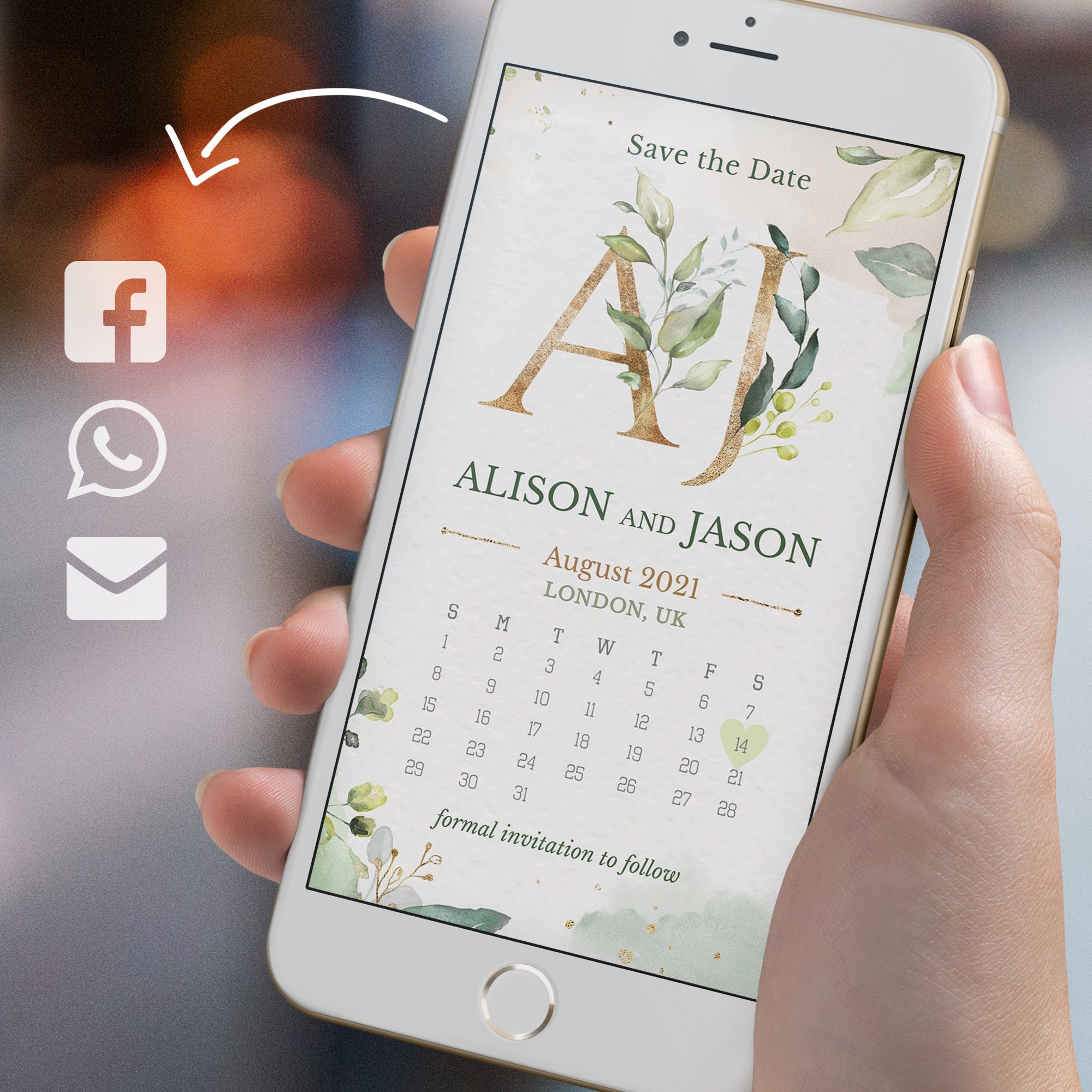 Flora | Greenery Calendar Save the Date Evite