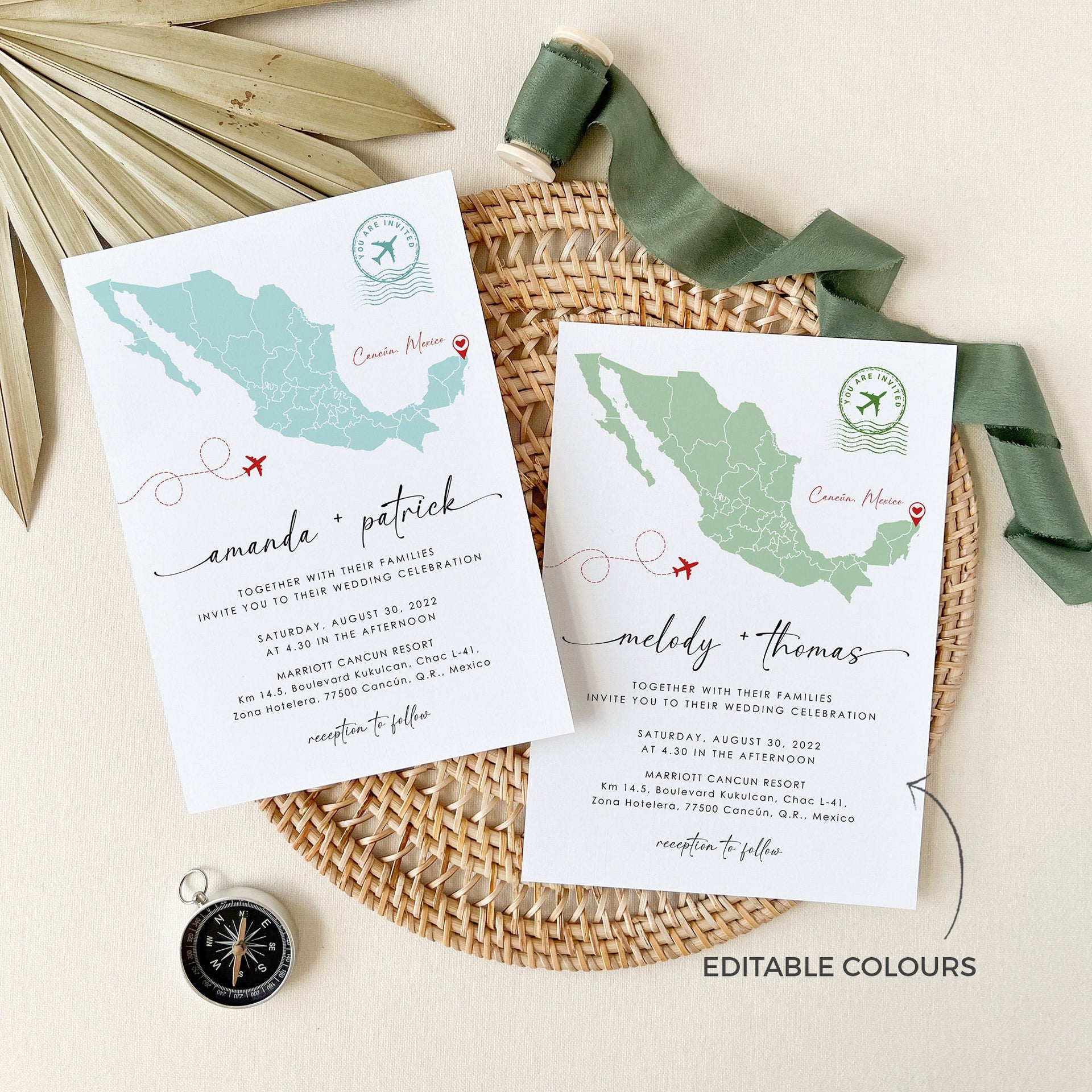 Mexico Destination Wedding Invitation Suite Template – Creative Things ...