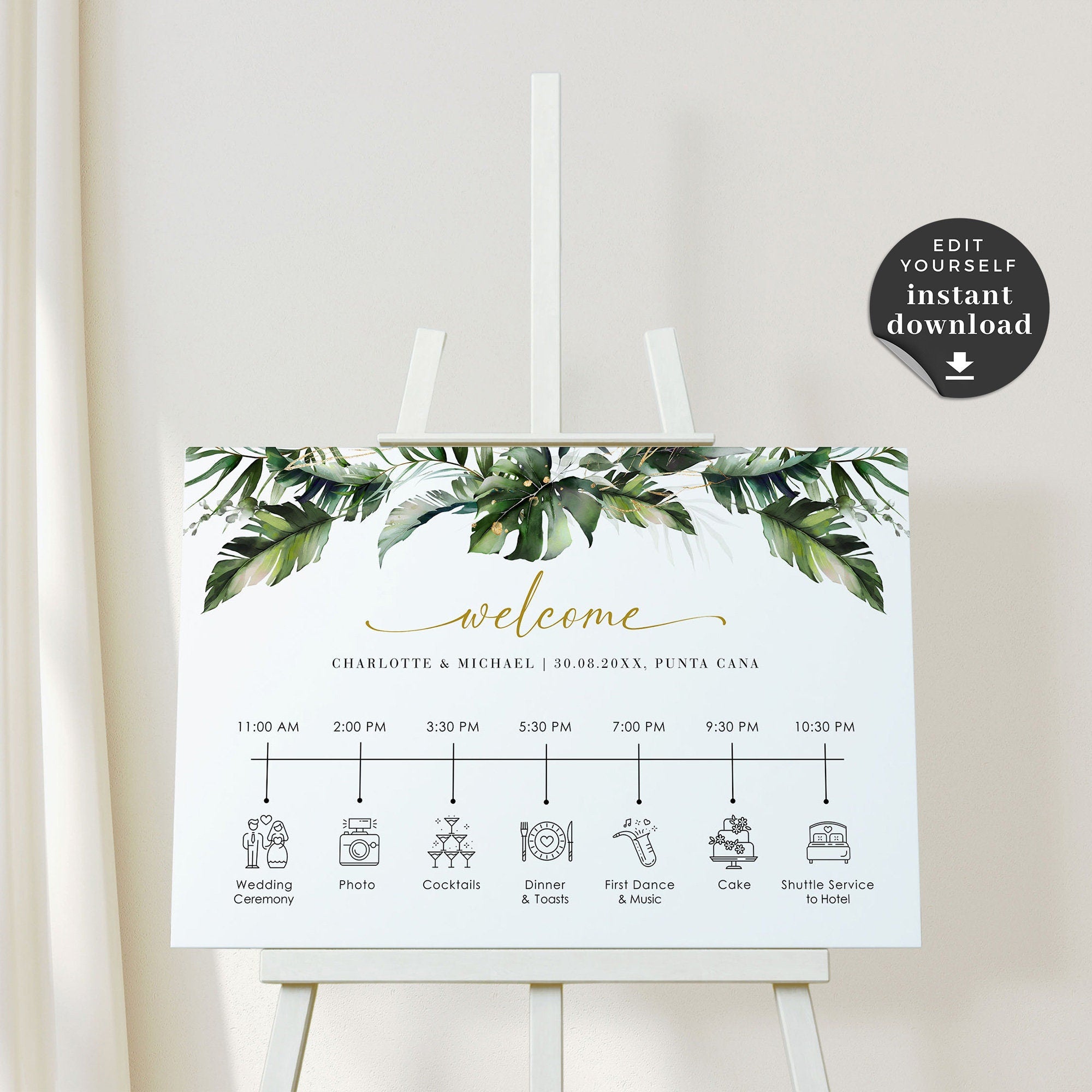 PALMA Wedding Day Timeline Sign Template – Creative Things Studio