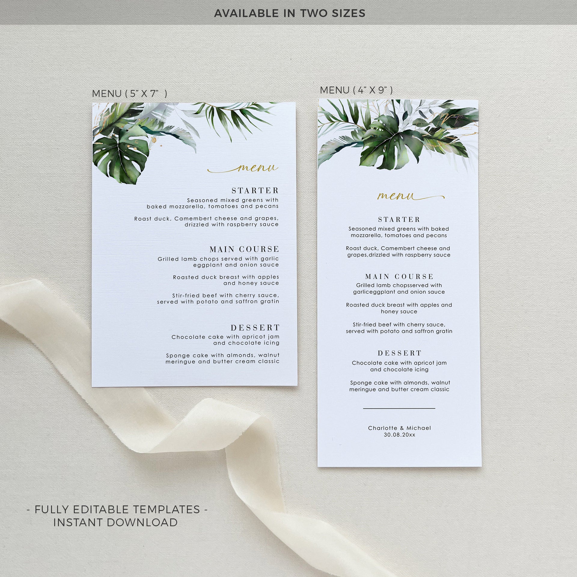 PALMA Menu Template for Wedding Tropical – Creative Things Studio