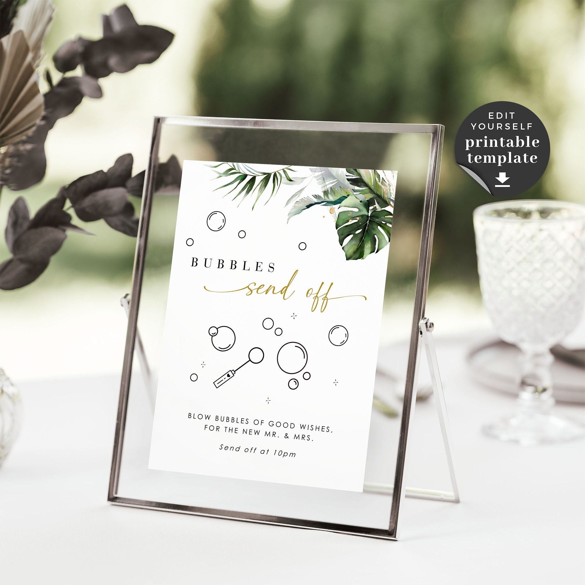 PALMA Bubble Send Off Wedding Sign Tropical – Creative Things Studio