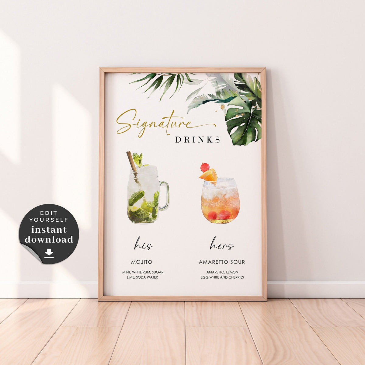 PALMA Tropical Signature Drink Signage Template – Creative Things Studio