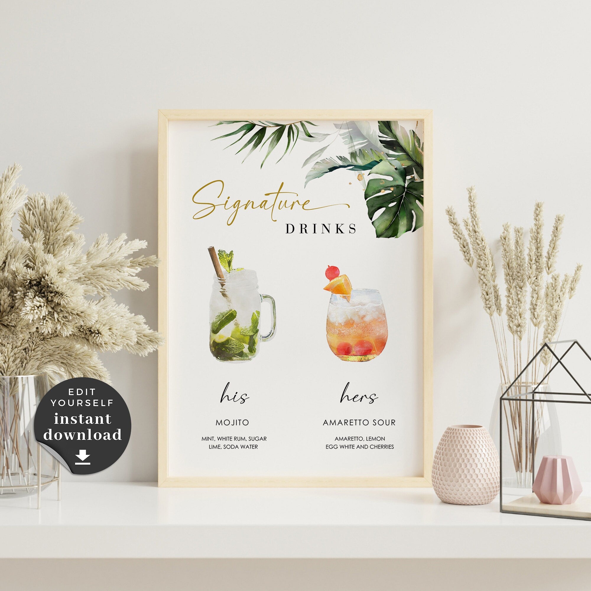 PALMA Tropical Signature Drink Signage Template – Creative Things Studio