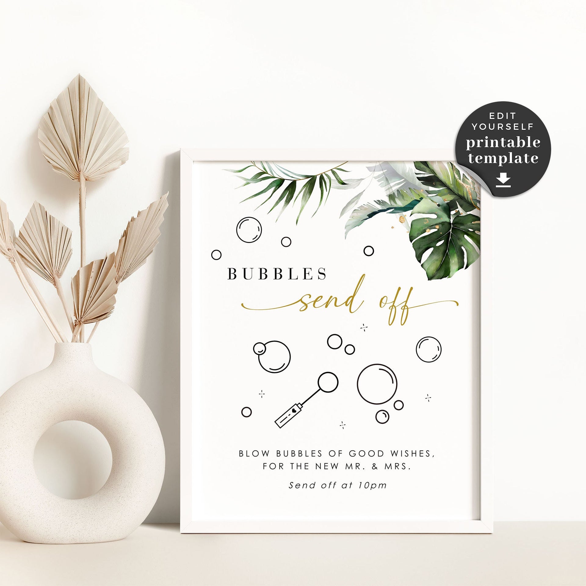 PALMA Bubble Send Off Wedding Sign Tropical – Creative Things Studio