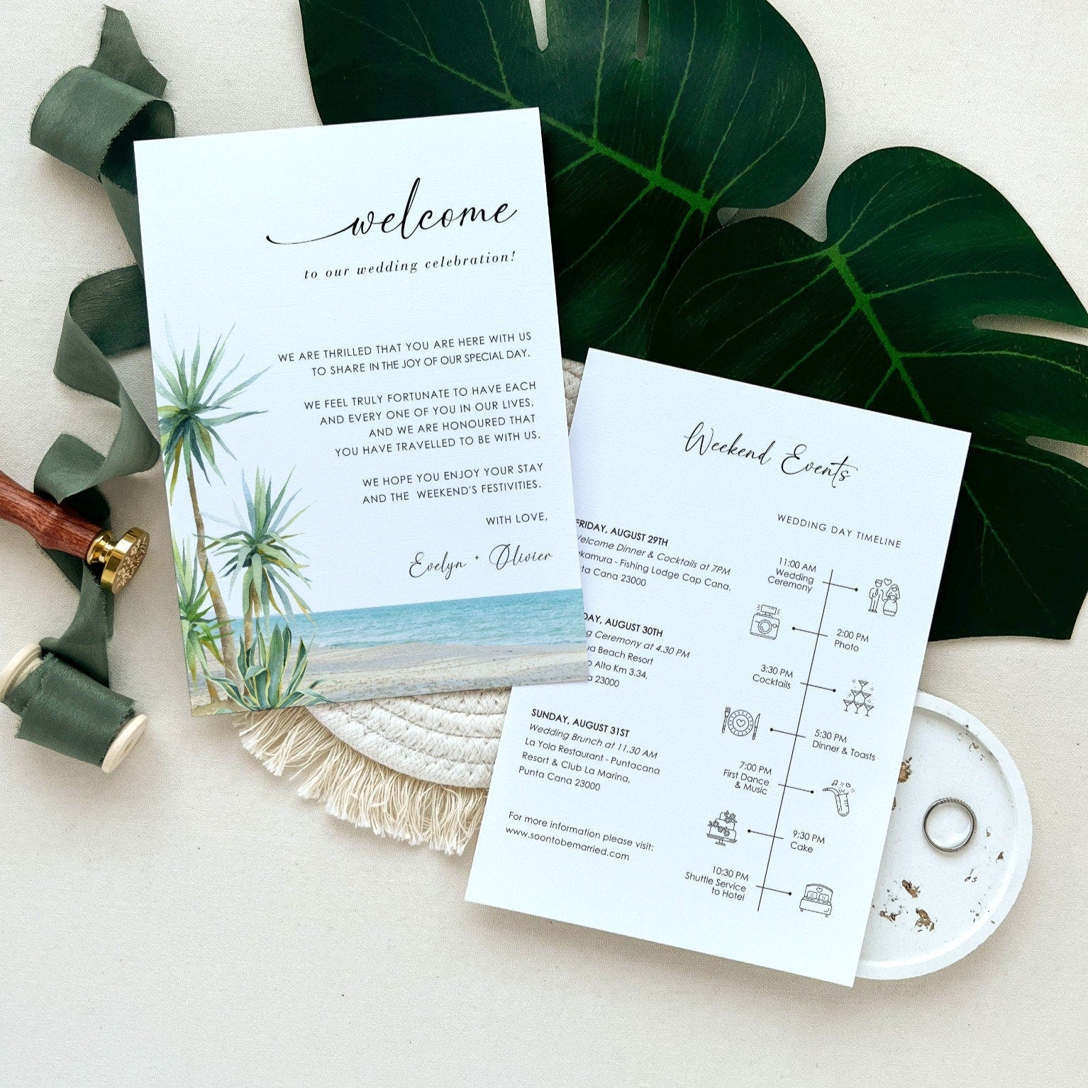 Destination Wedding Itinerary A Tropical Welcome Itinerary For A