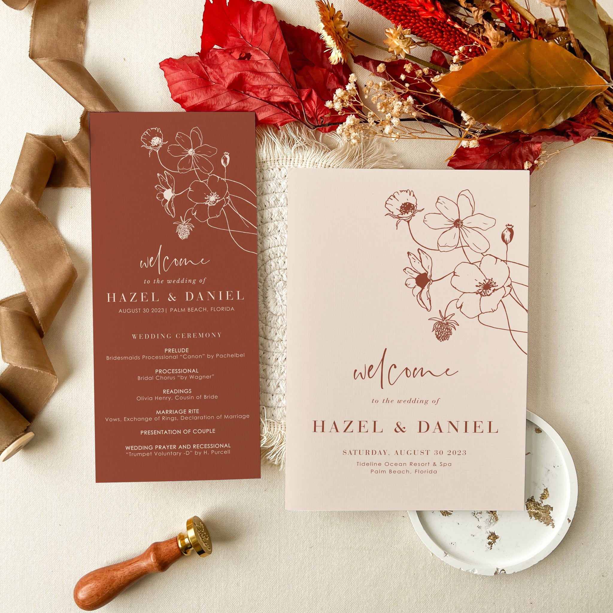 HAZEL Terracotta Wedding Program Template