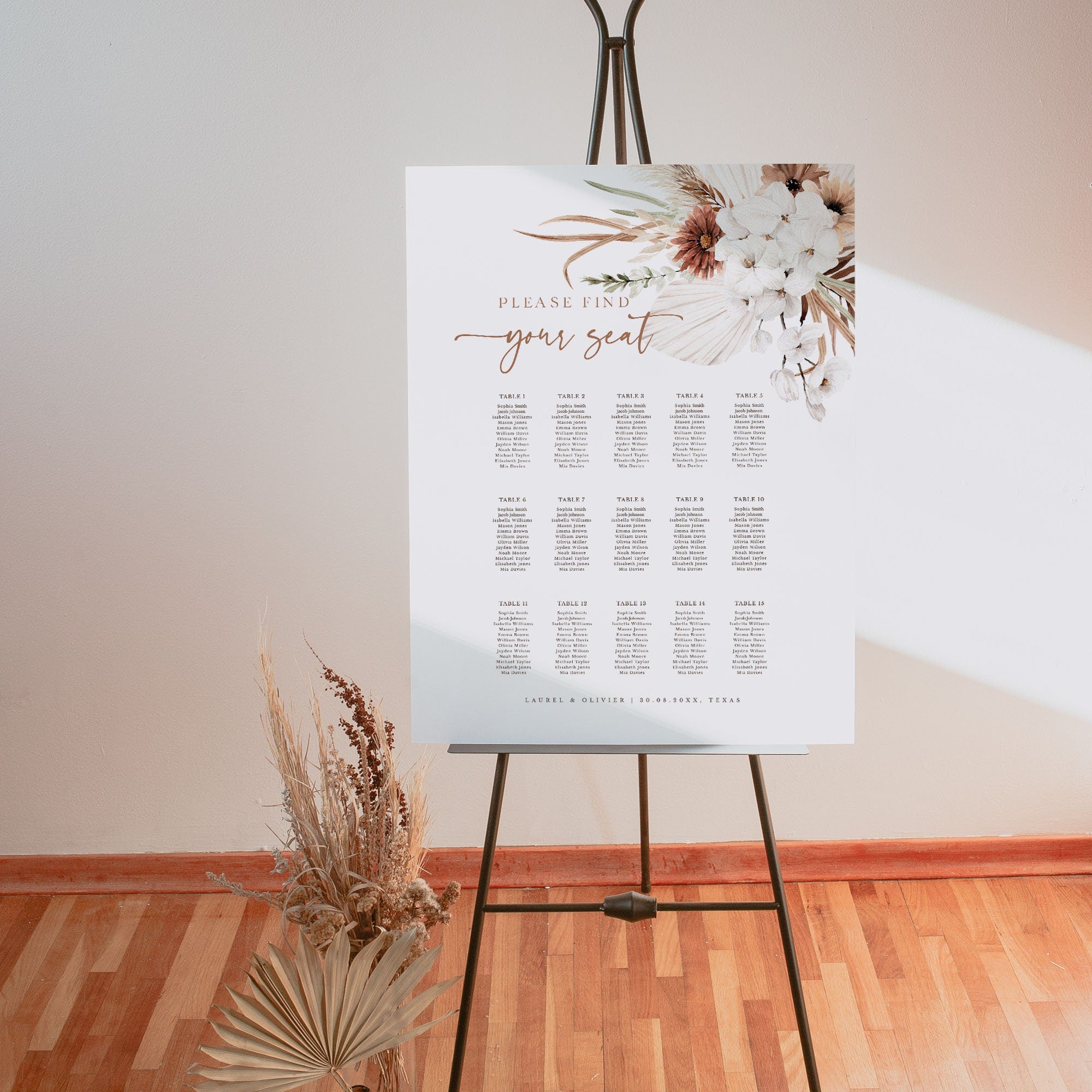 LAUREL Boho Wedding Seating Chart Sign Template