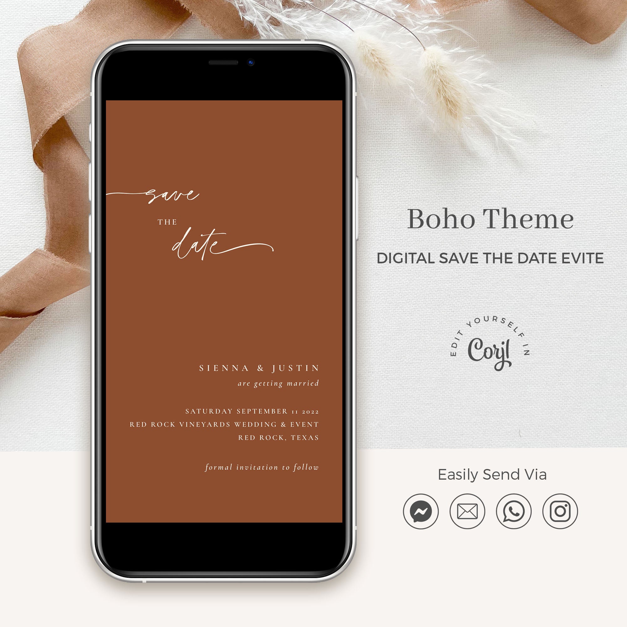 SIENNA Terracotta Save the Date Digital – Creative Things Studio