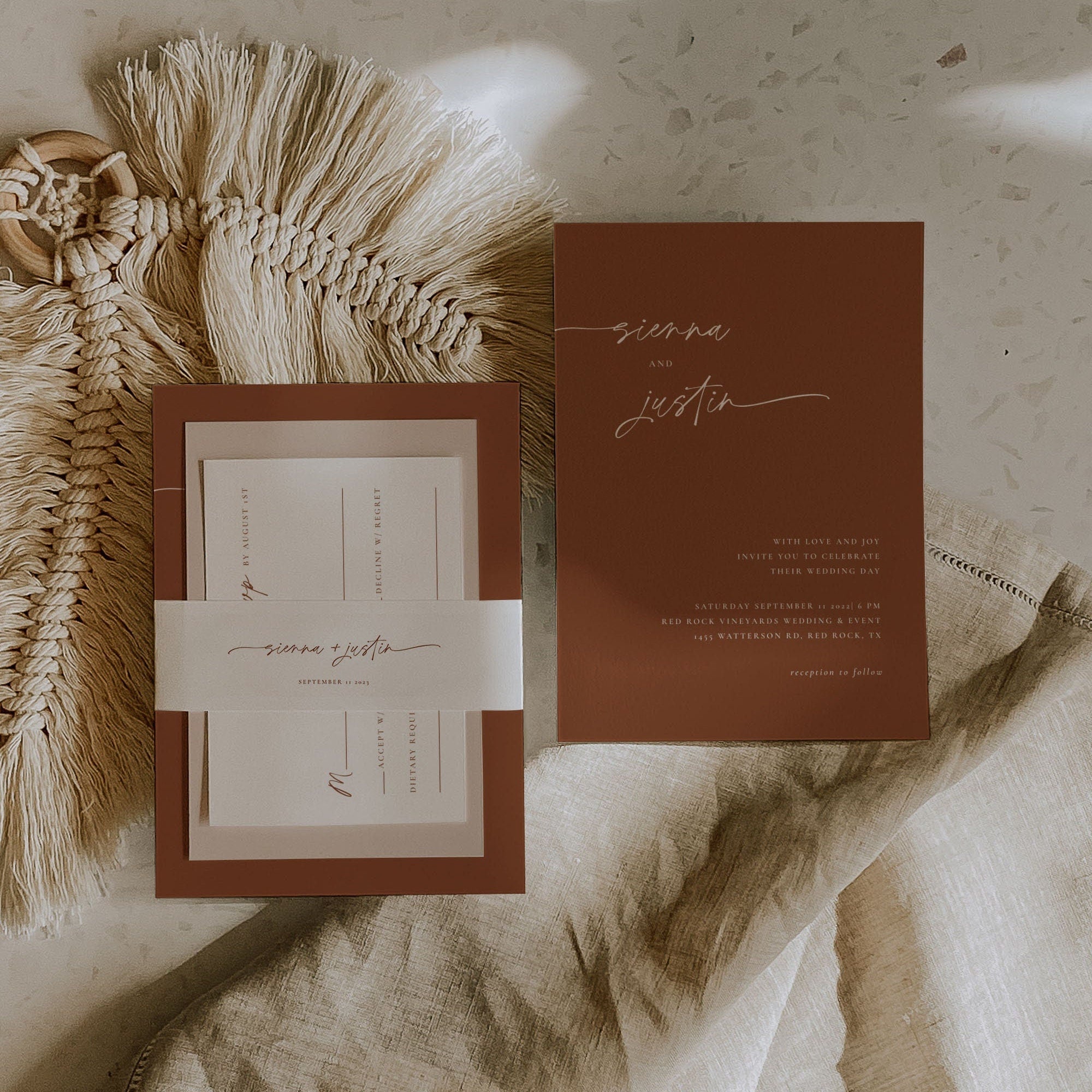 SIENNA Terracotta Wedding Invitation Set Template – Creative Things Studio