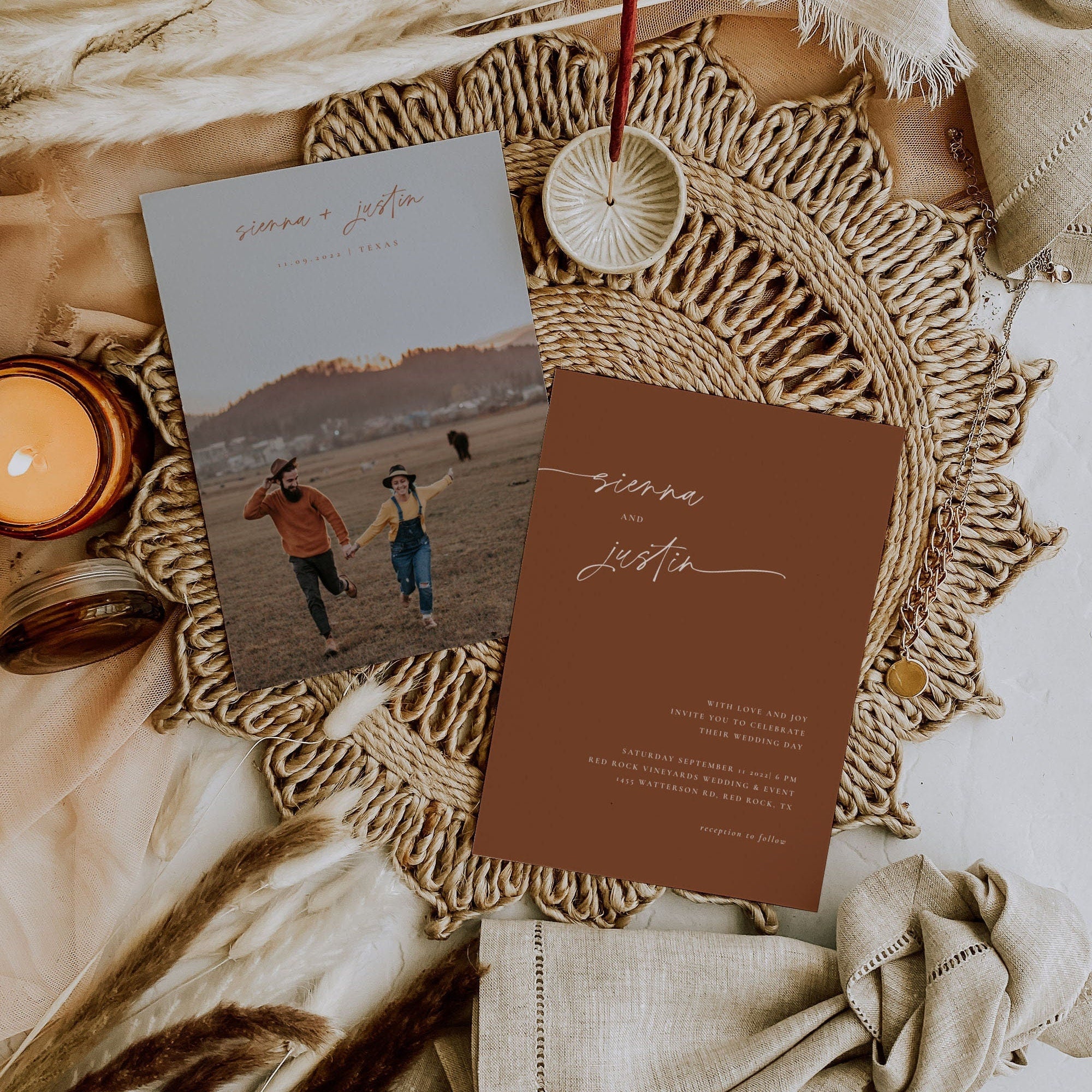 SIENNA Terracotta Wedding Invitation Set Template – Creative Things Studio