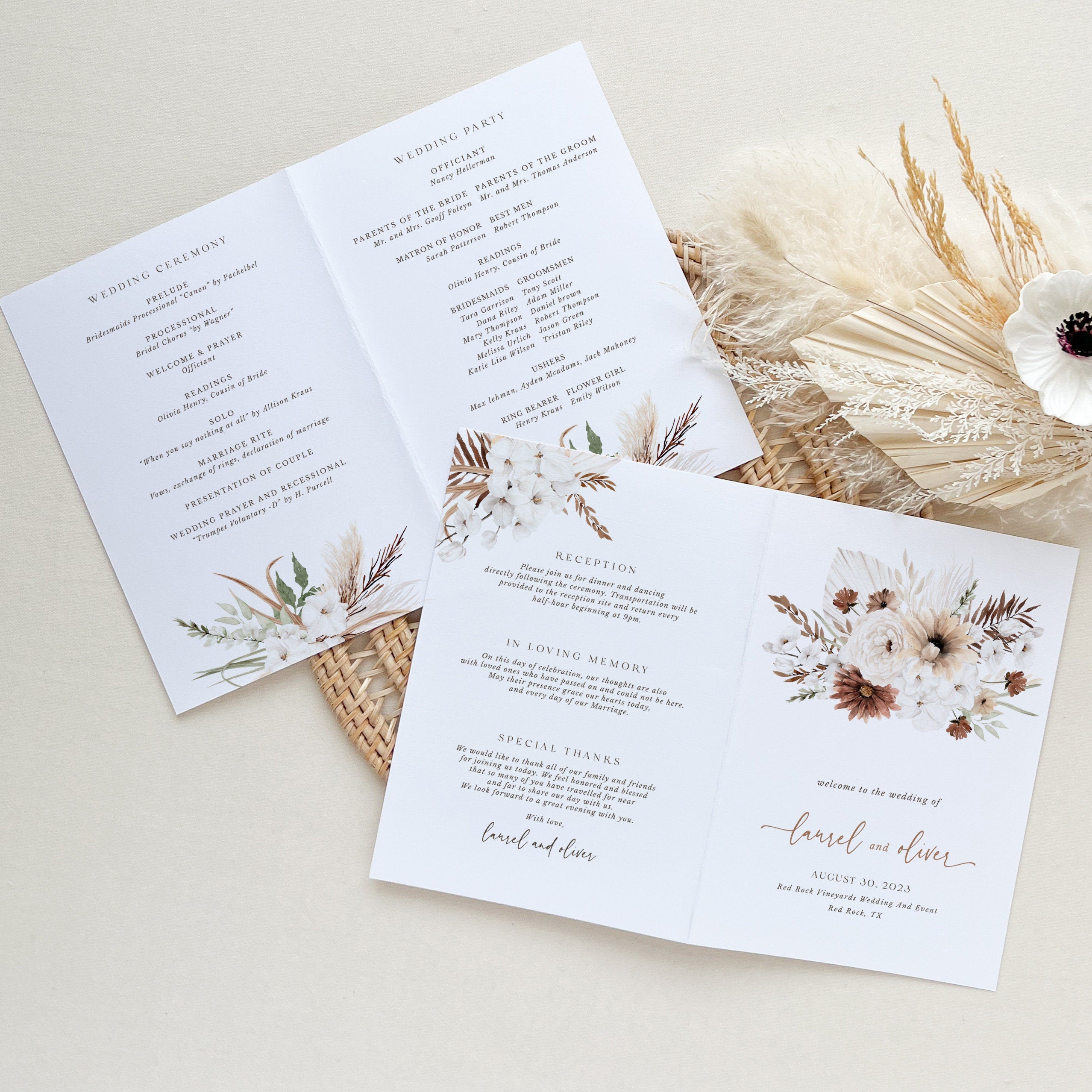 LAUREL Template for Wedding Program