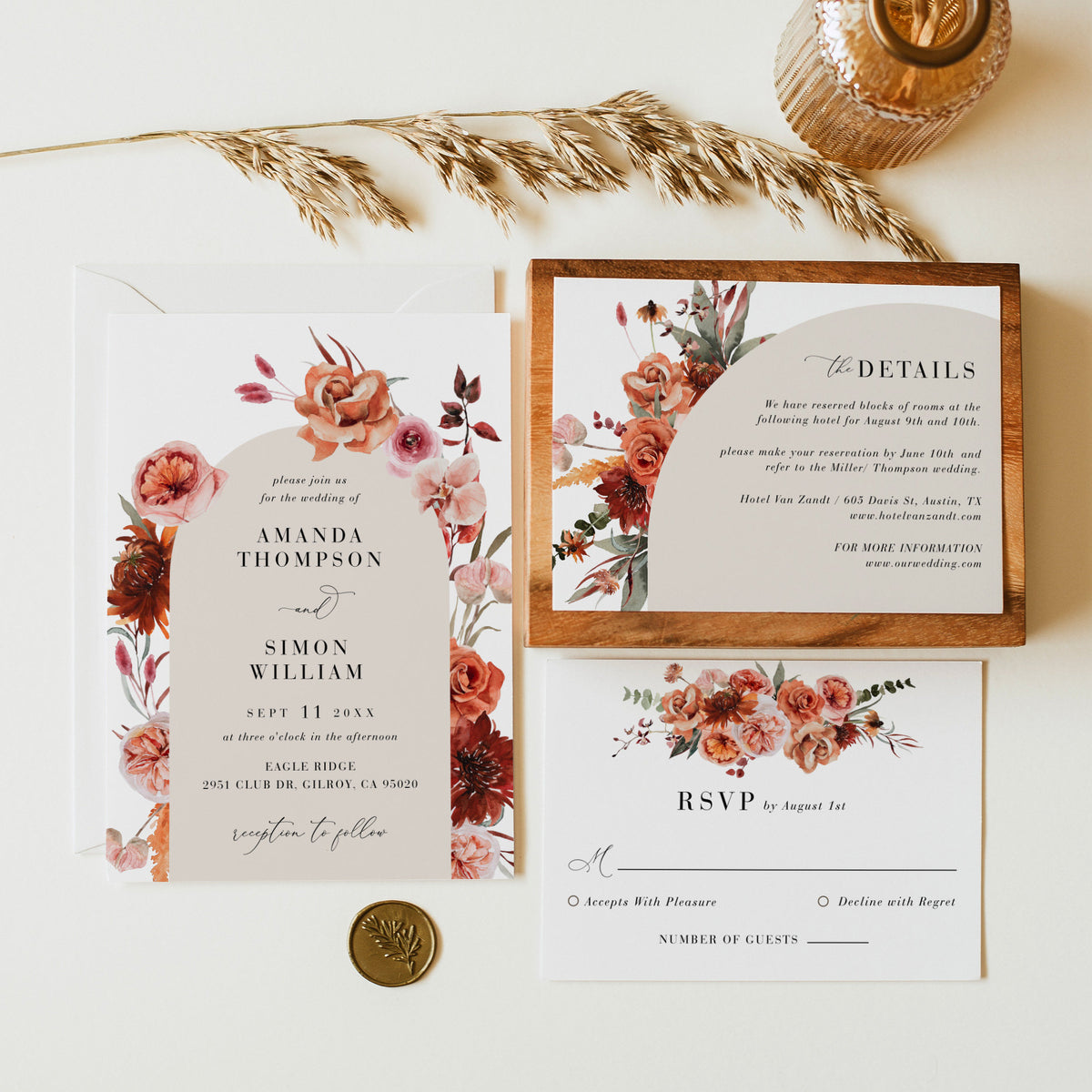 SCARLETT Boho Wedding Invitation Suite Template