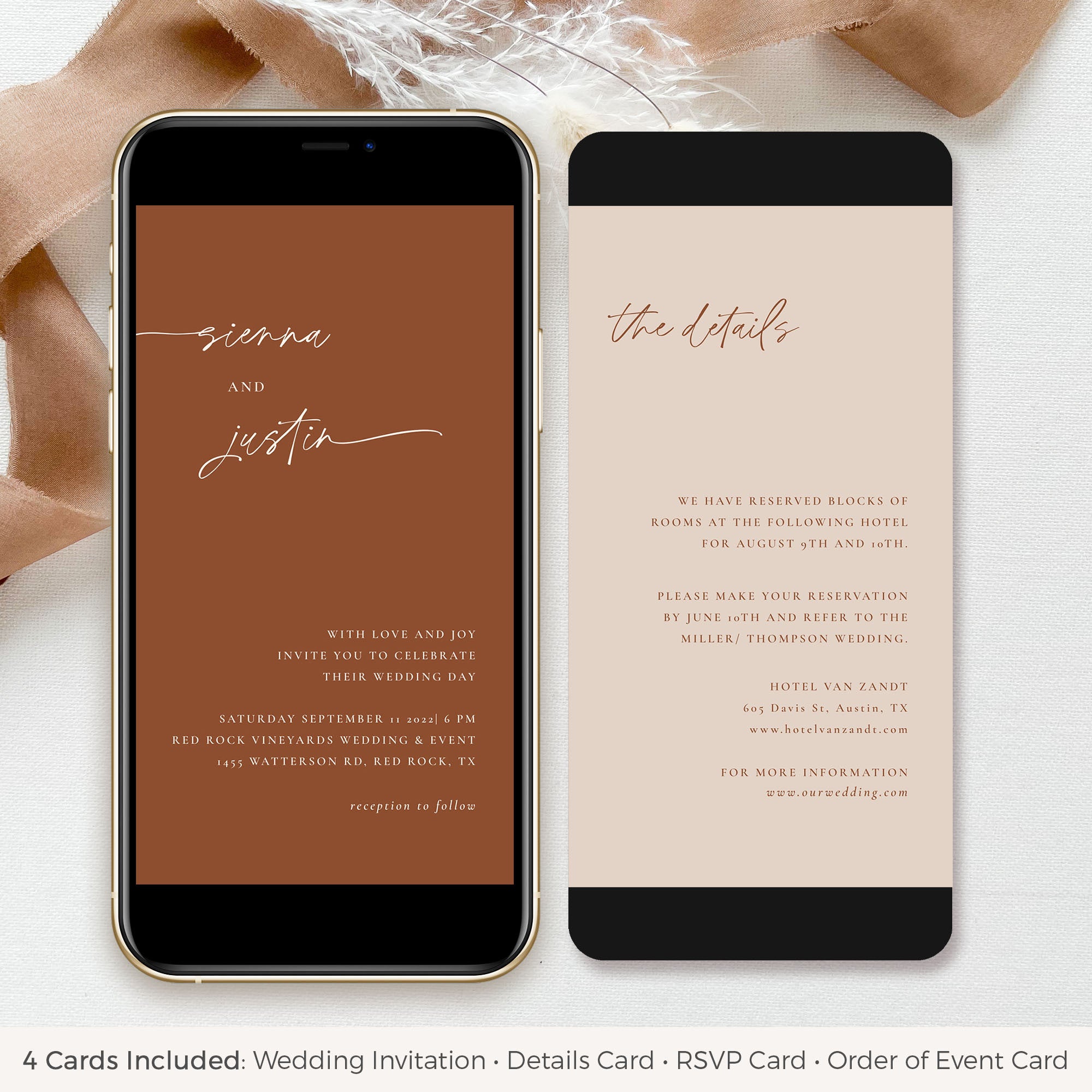 SIENNA Terracotta Wedding Invitation Set Electronic – Creative Things ...