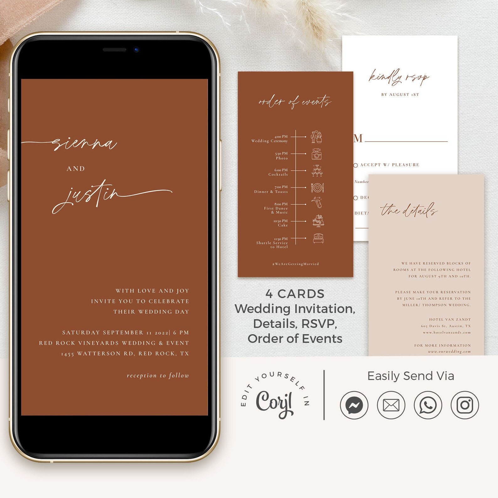 SIENNA Terracotta Wedding Invitation Set Electronic – Creative Things ...