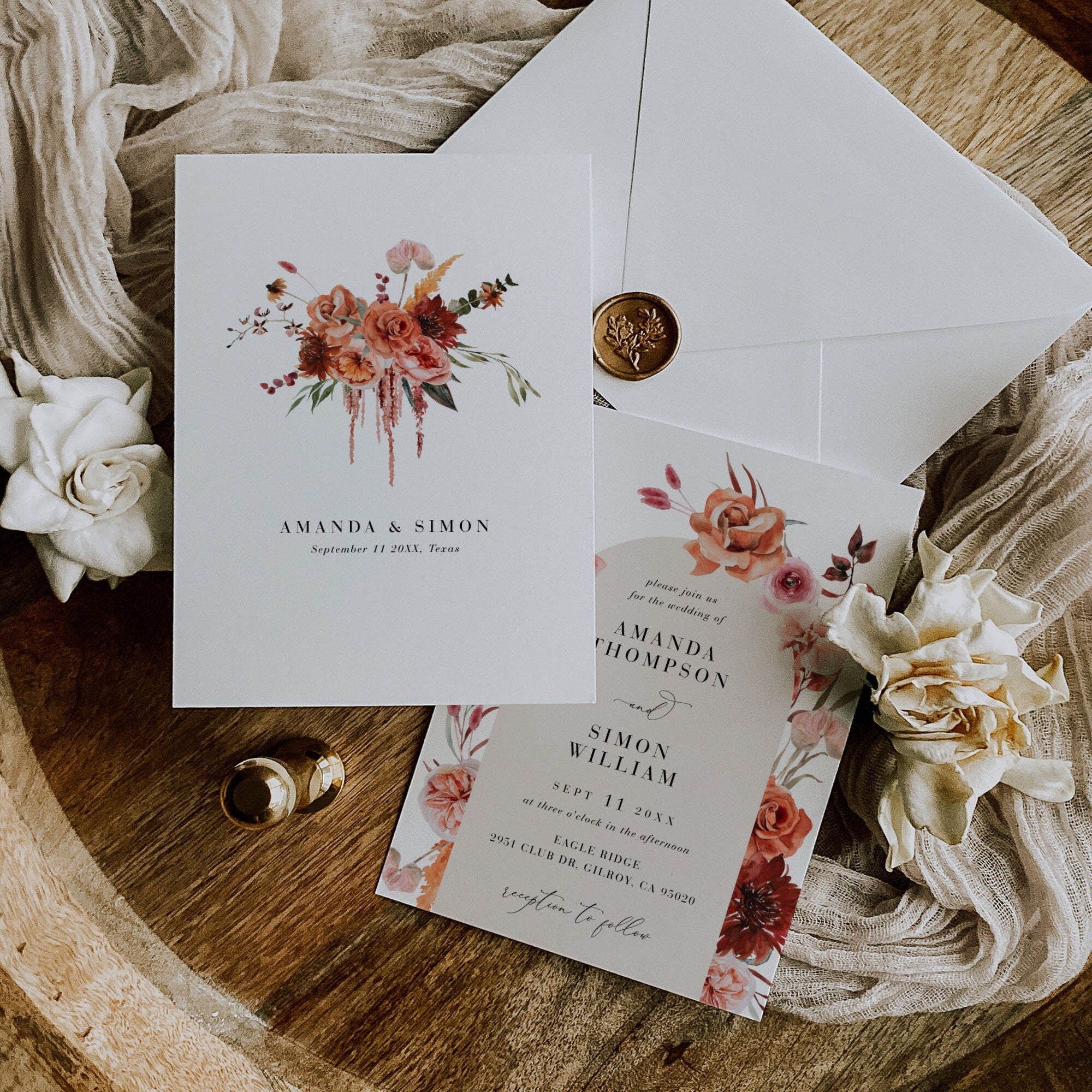 SCARLETT Diy Boho Wedding Invitation Template