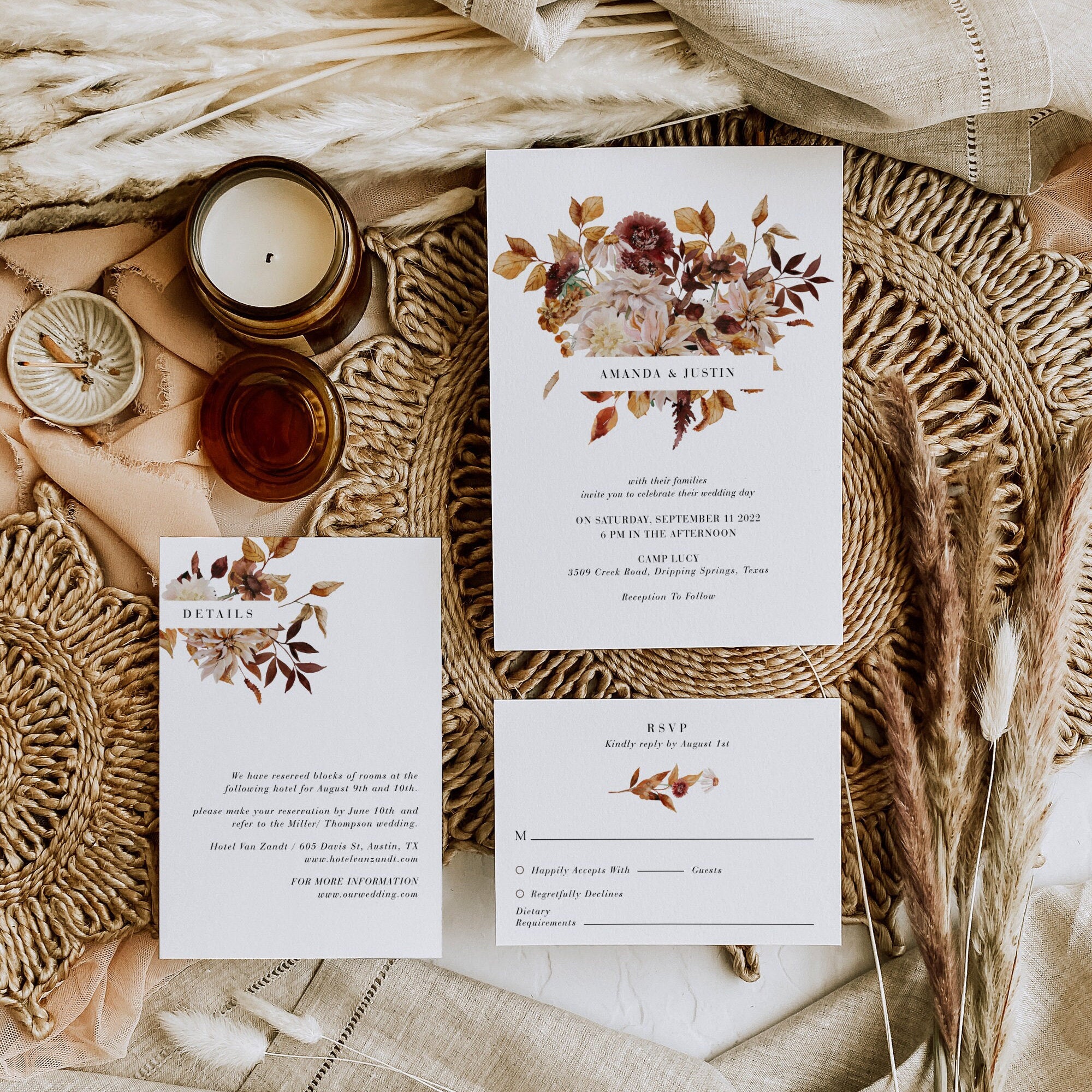 MARIGOLD Autumn Wedding Invite Template Set