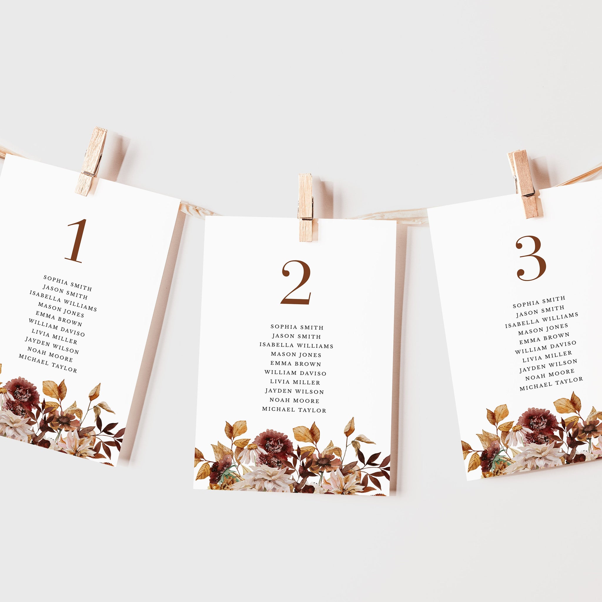 MARIGOLD Fall Seating Chart Cards Template