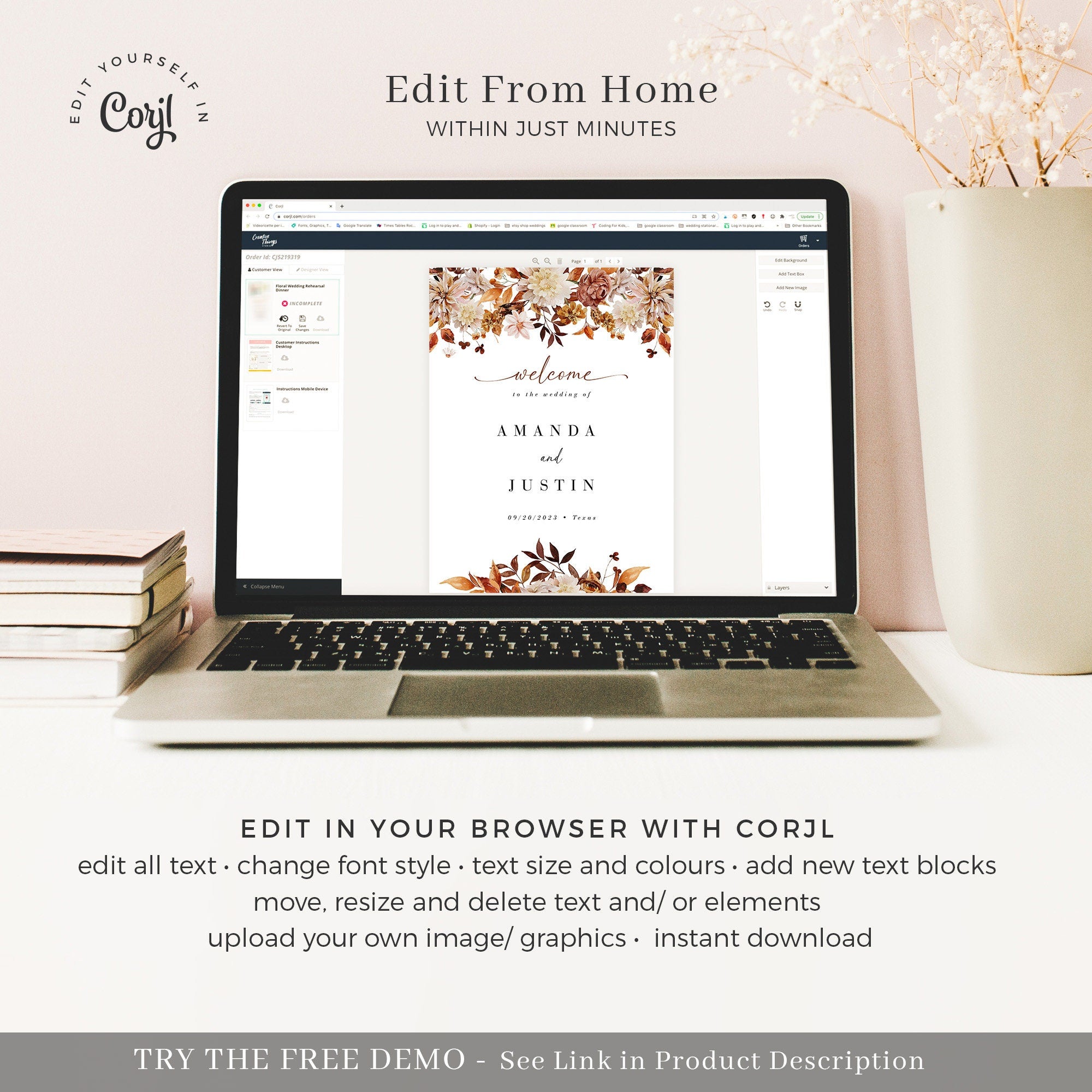MARIGOLD fAll Wedding Welcome Sign Diy Template
