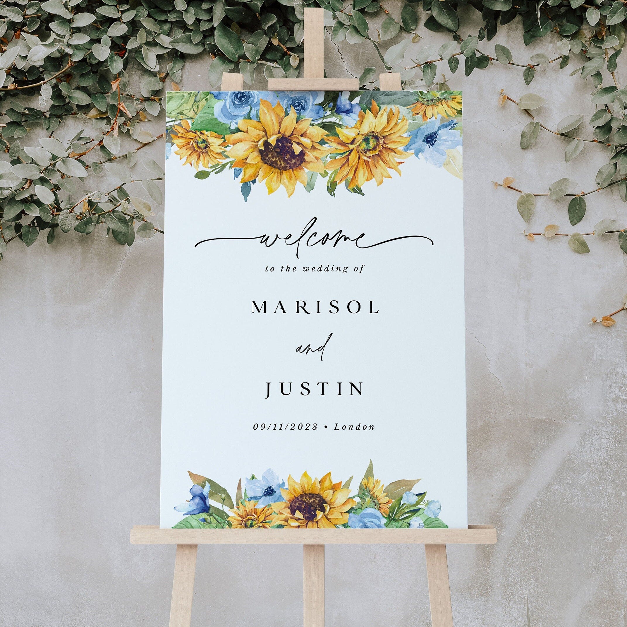 IVY Welcome to Our Wedding Sunflower Sign Template