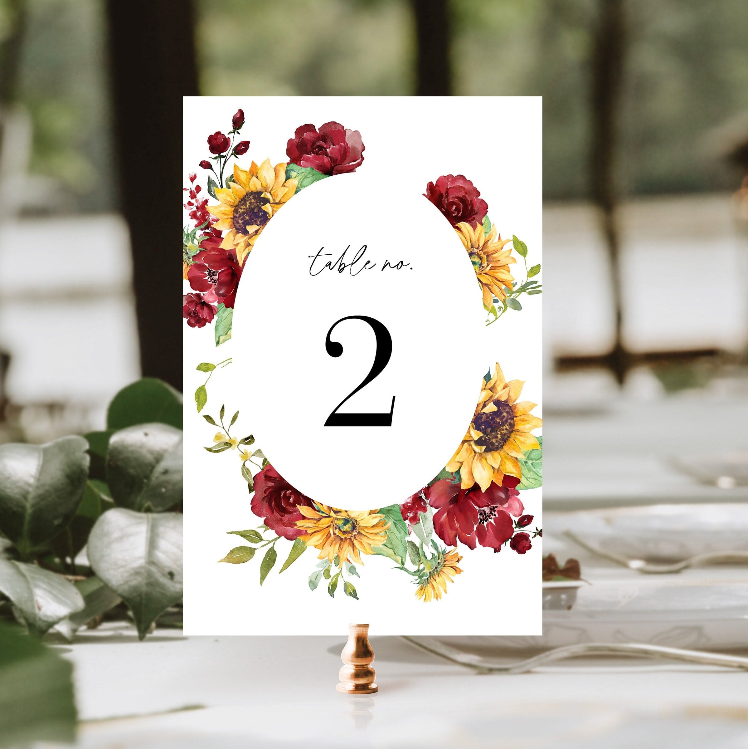 RUBY Rustic Sunflower Table Numbers Wedding Template – Creative Things ...