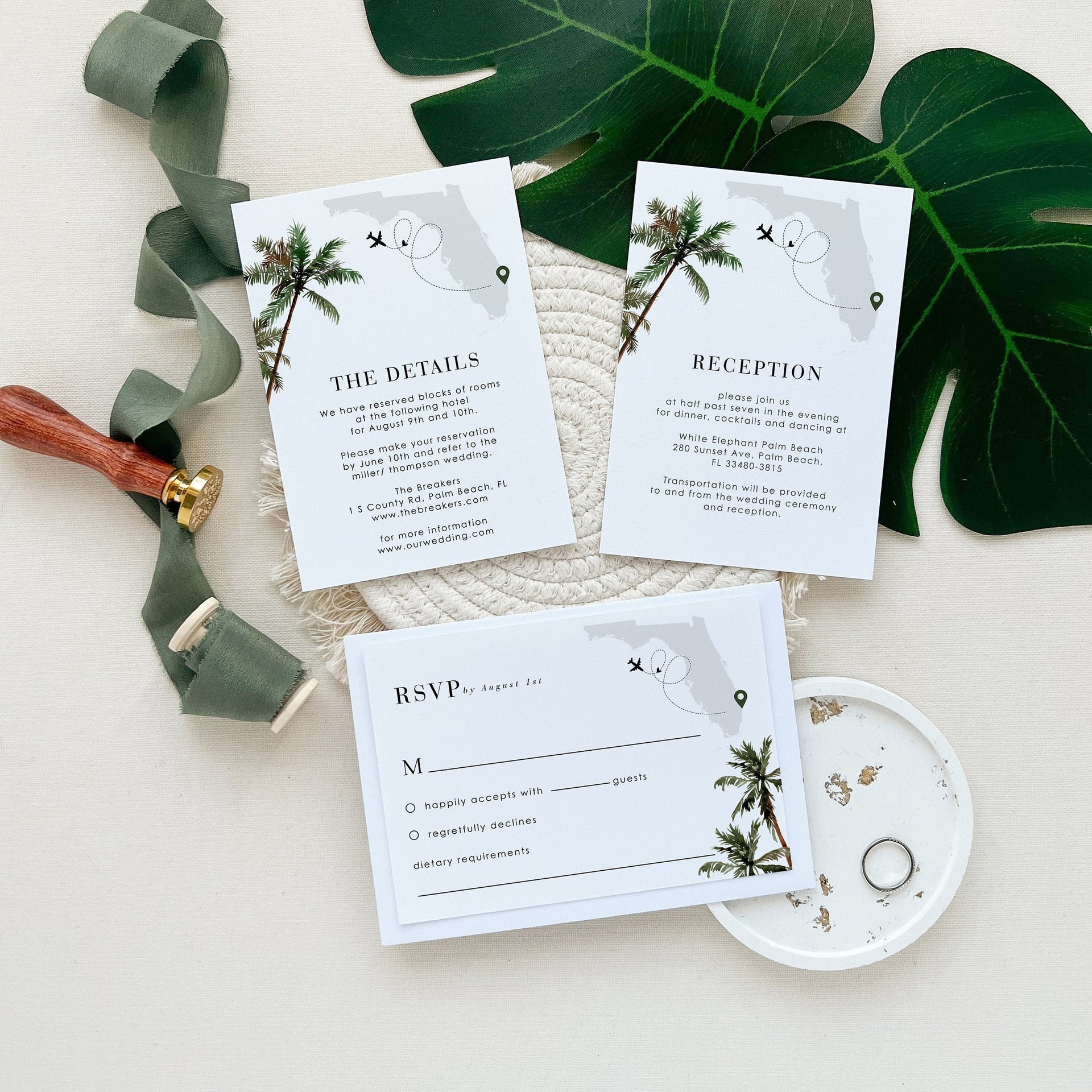 KONA Palm Tree Wedding Invitation Suite Template – Creative Things Studio